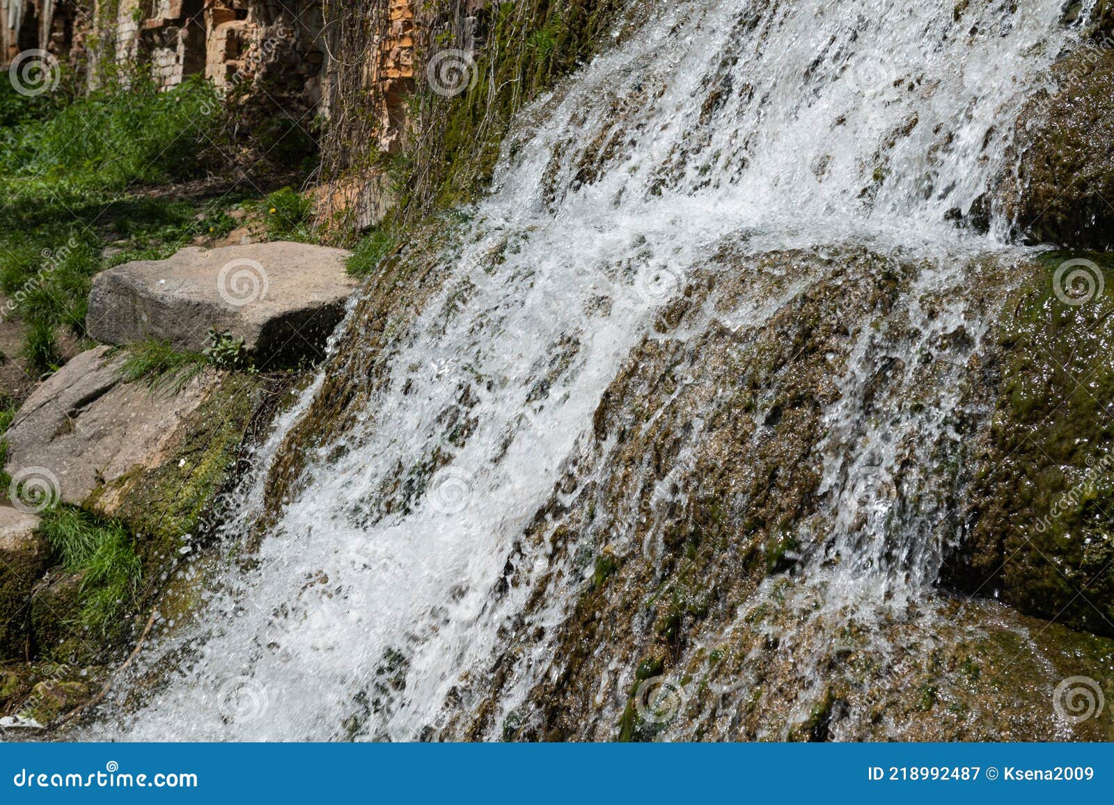Beautiful Waterfall with Cliffs in Spring Stock Image - Image of close ...