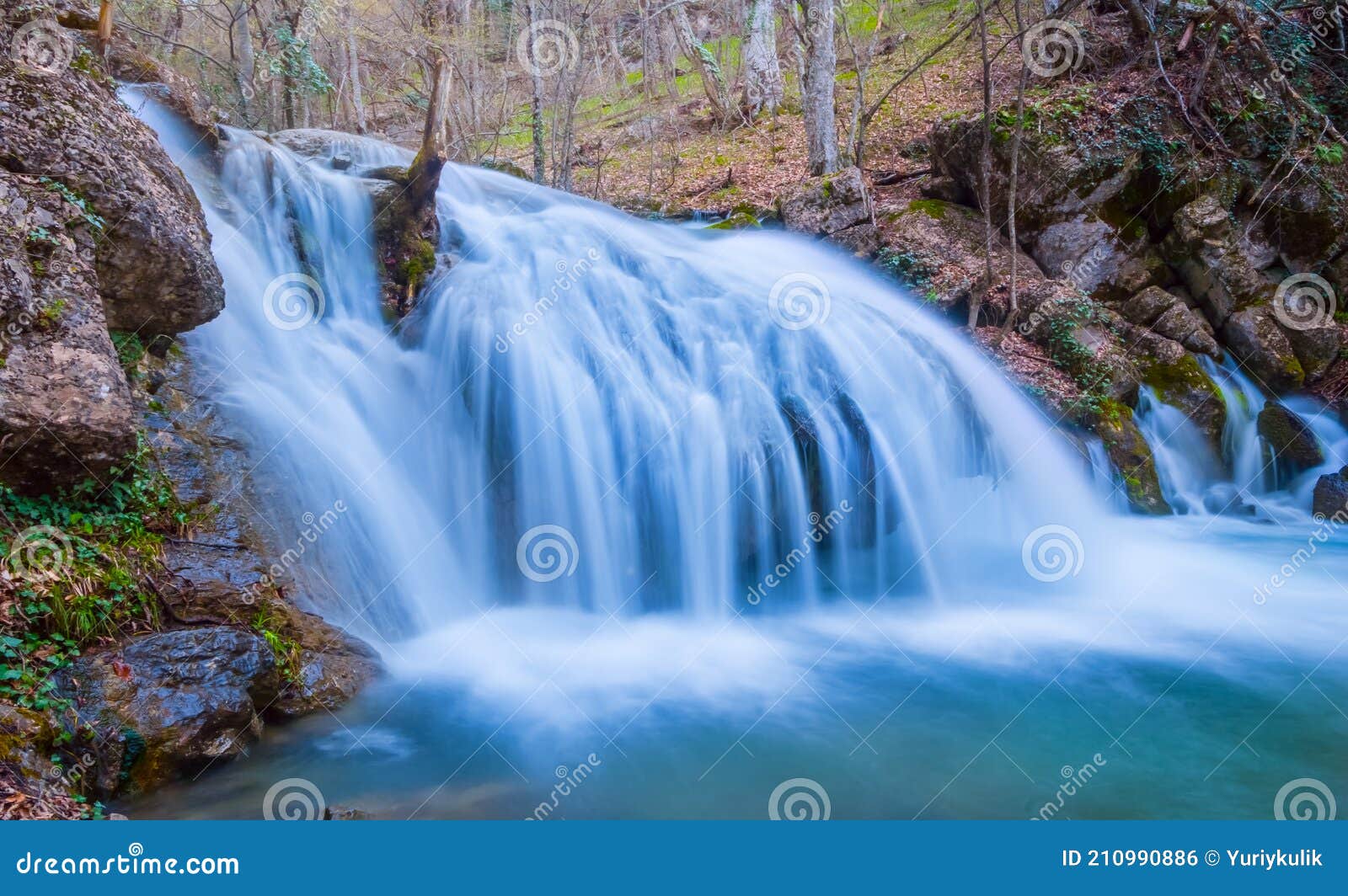 Beautiful Waterfall Falling from Stone Stock Photo - Image of closeup ...