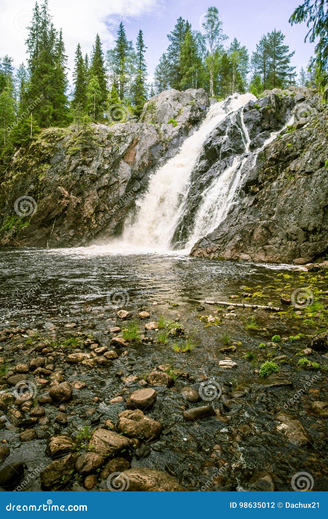 A Beautiful Waterfall in Finland Stock Photo - Image of grass, nature ...
