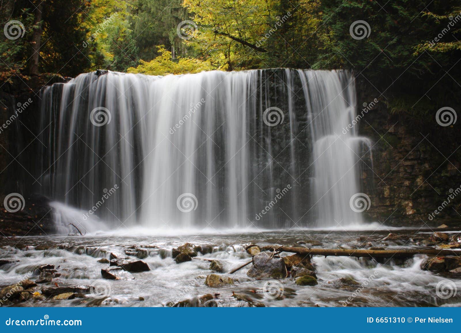 Beautiful Waterfall in Forest Stream Stock Photo - Image of blurred ...