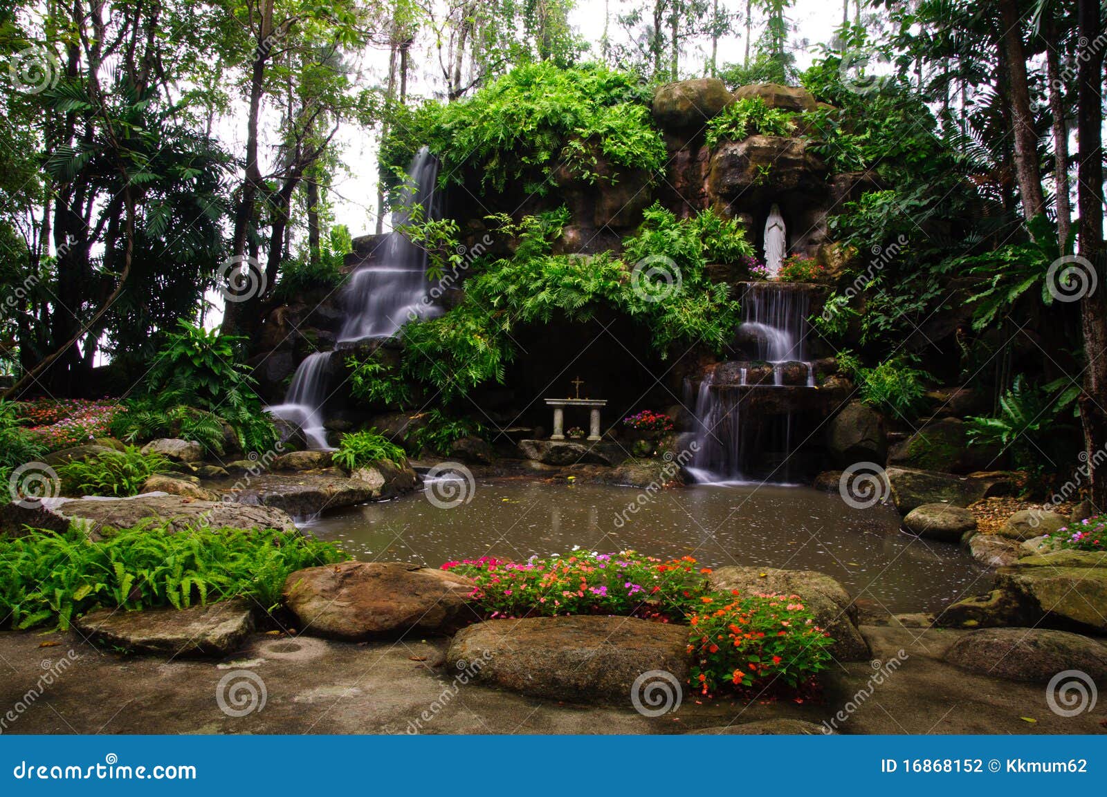Beautiful Waterfall in the Garden Stock Photo - Image of beautiful ...