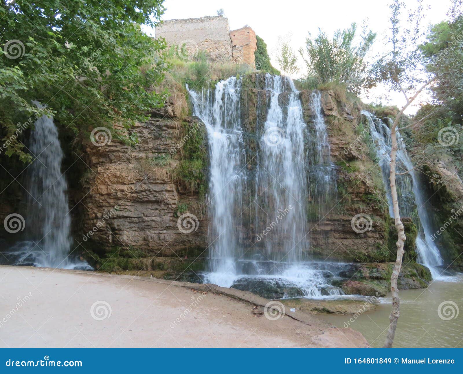 Beautiful Waterfall with Great Flow of Water Stock Image - Image of ...