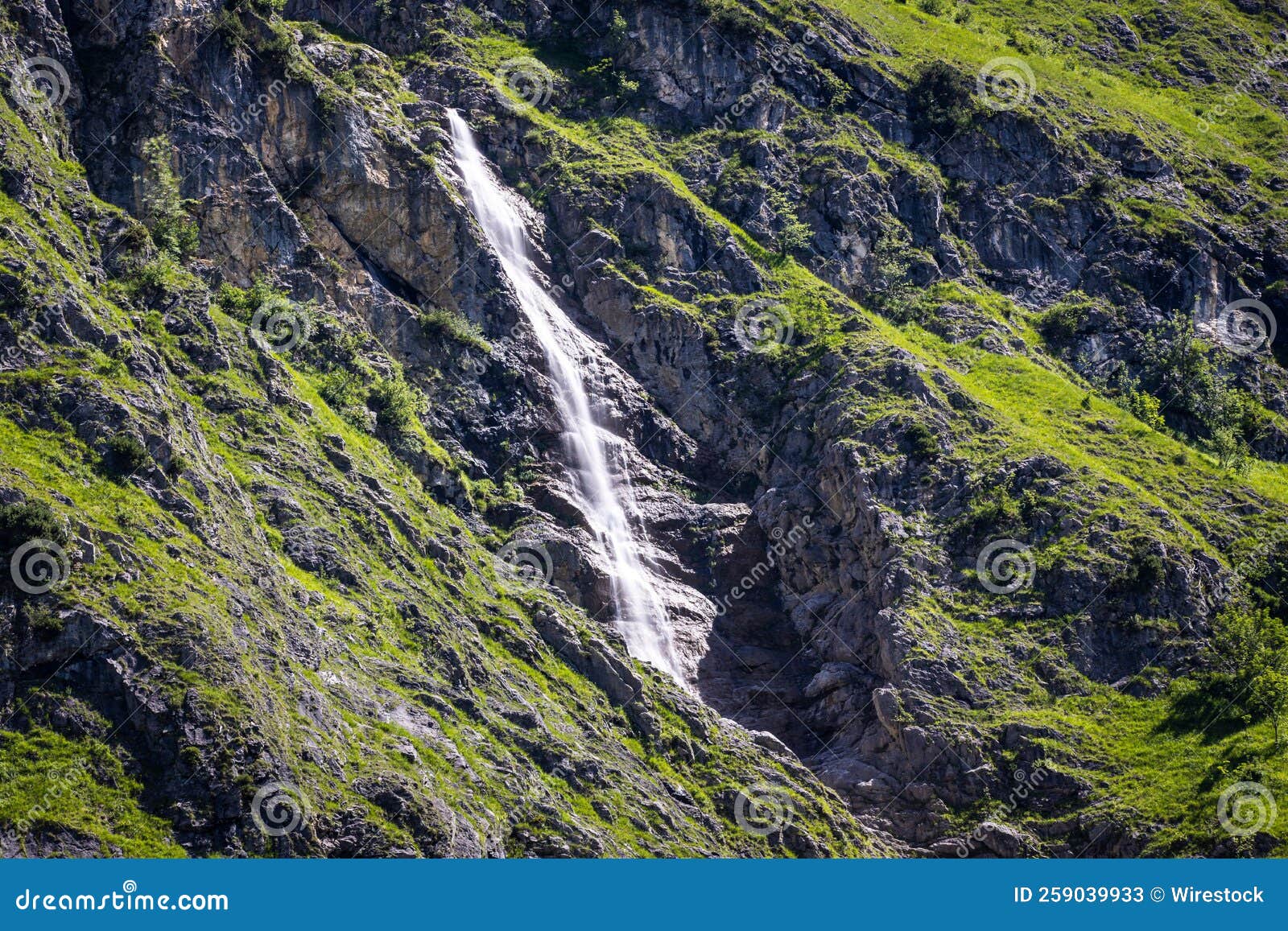 Beautiful Waterfall on the Green Cliff. Stock Image - Image of river ...