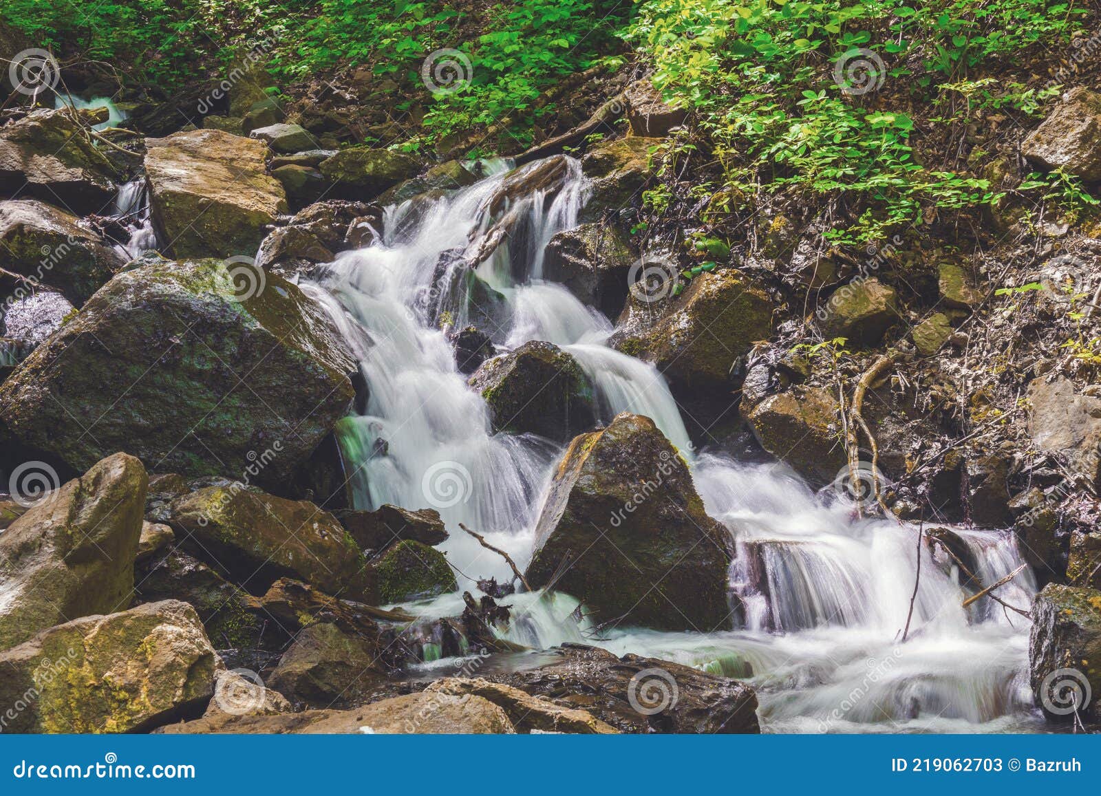 Beautiful Waterfall in the Green Forest Stock Image - Image of cascade ...