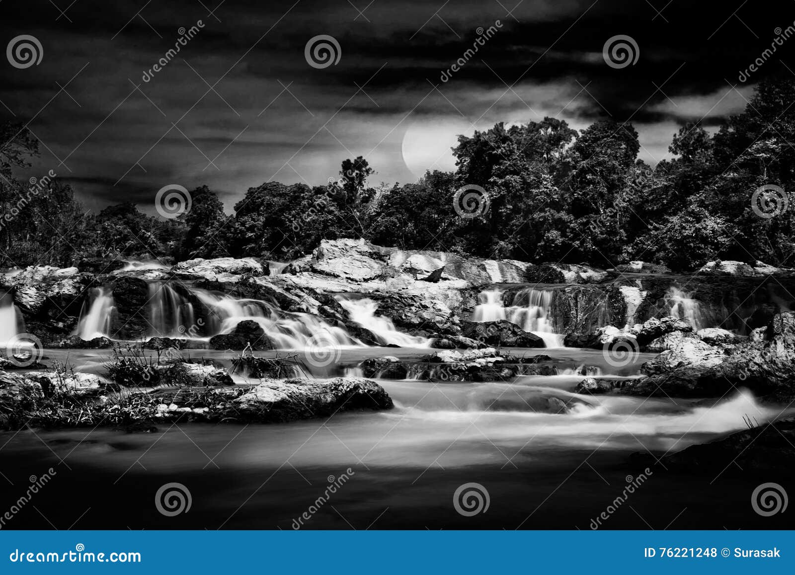 Beautiful Waterfall in Green Forest Stock Photo - Image of deep, jungle ...