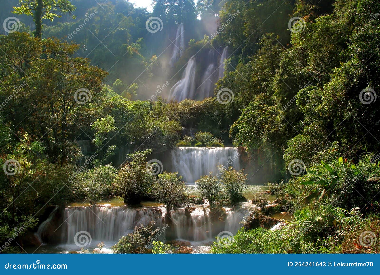 Beautiful Waterfall in Green Forest Stock Image - Image of heaven ...
