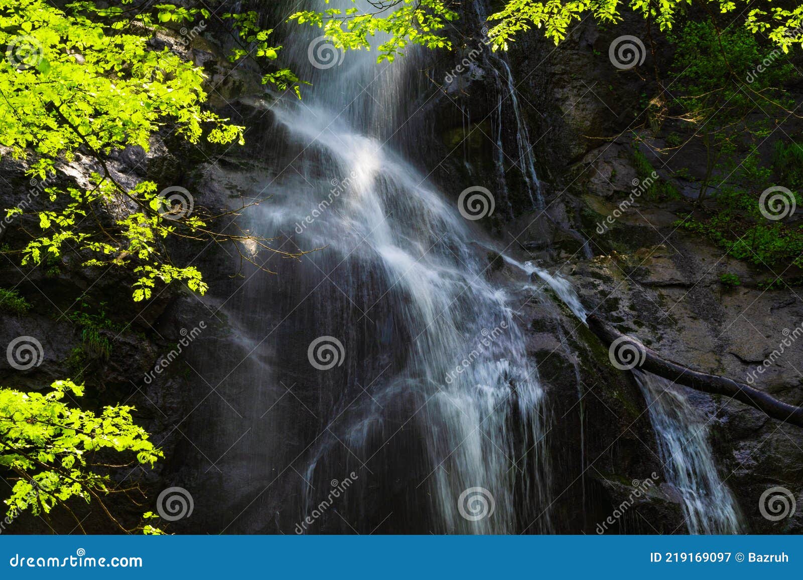 Beautiful Waterfall in the Green Forest Stock Image - Image of spring ...