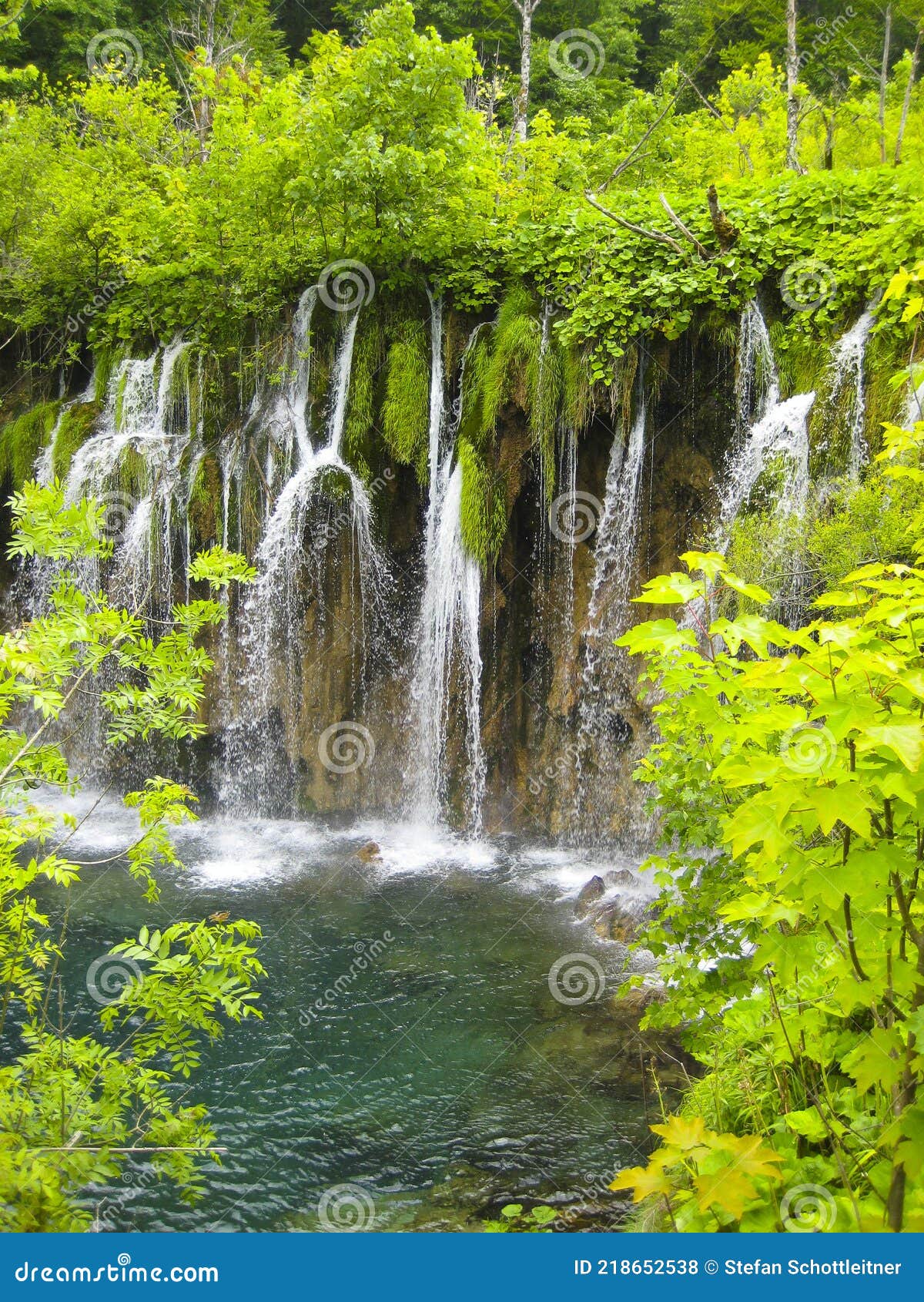 Beautiful Waterfall at a Lagoon with Clear Lake Stock Photo - Image of ...