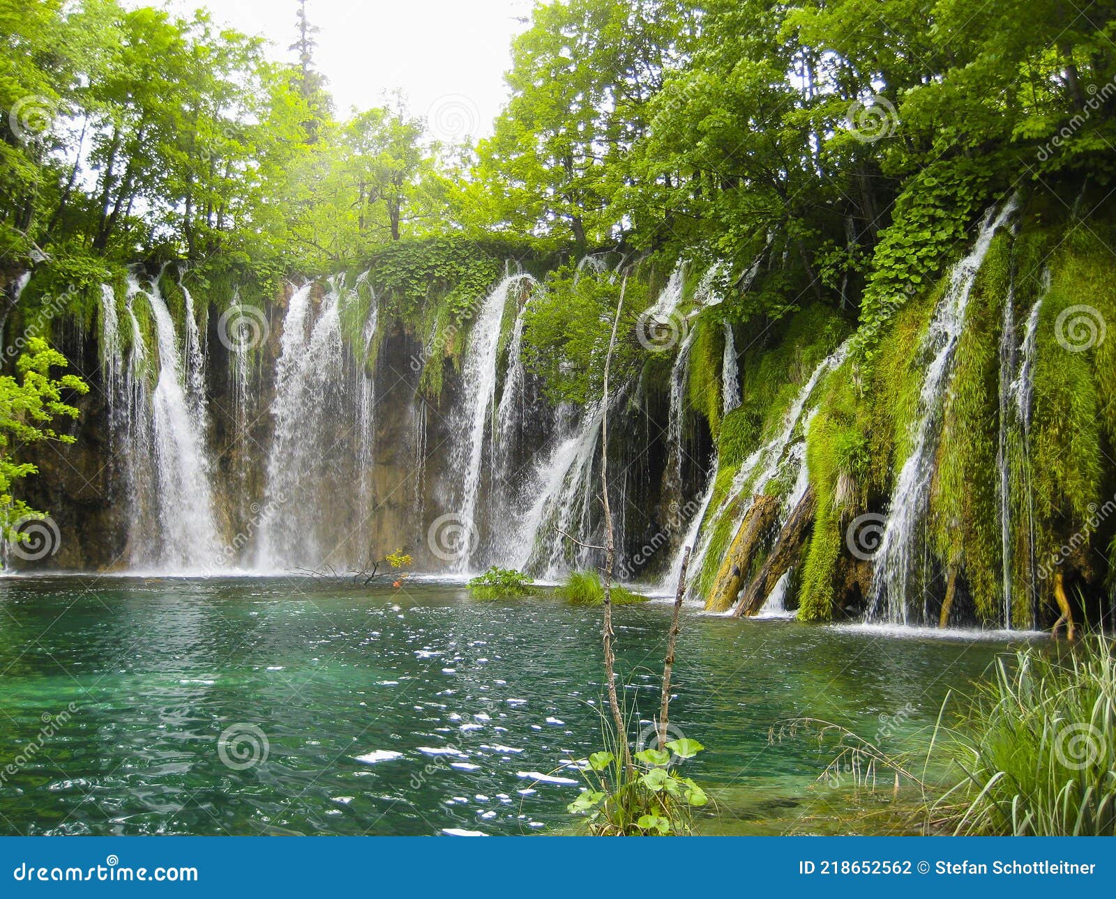 Beautiful Waterfall at a Lagoon with Clear Lake Stock Photo - Image of ...