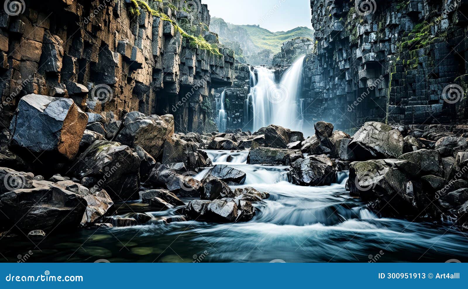 Beautiful Waterfall Landscape. Environment Concept. Generative AI ...