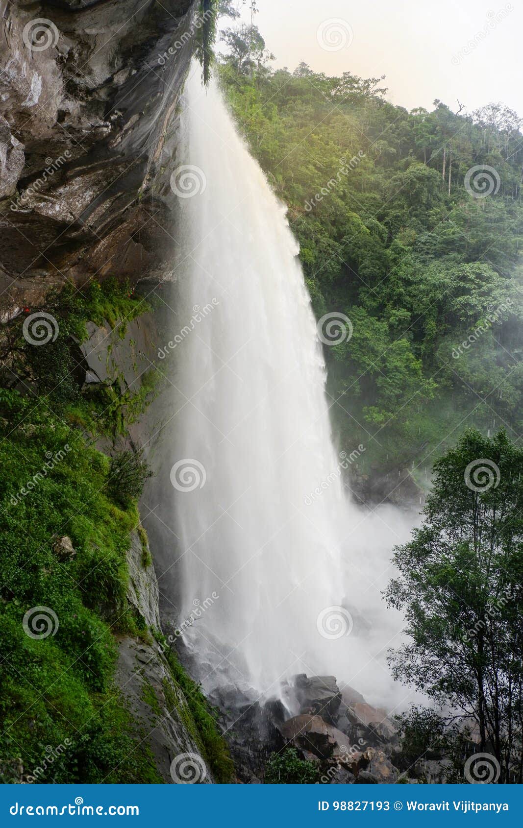 Beautiful Waterfall Large Waterfall Stock Image - Image of foliage ...
