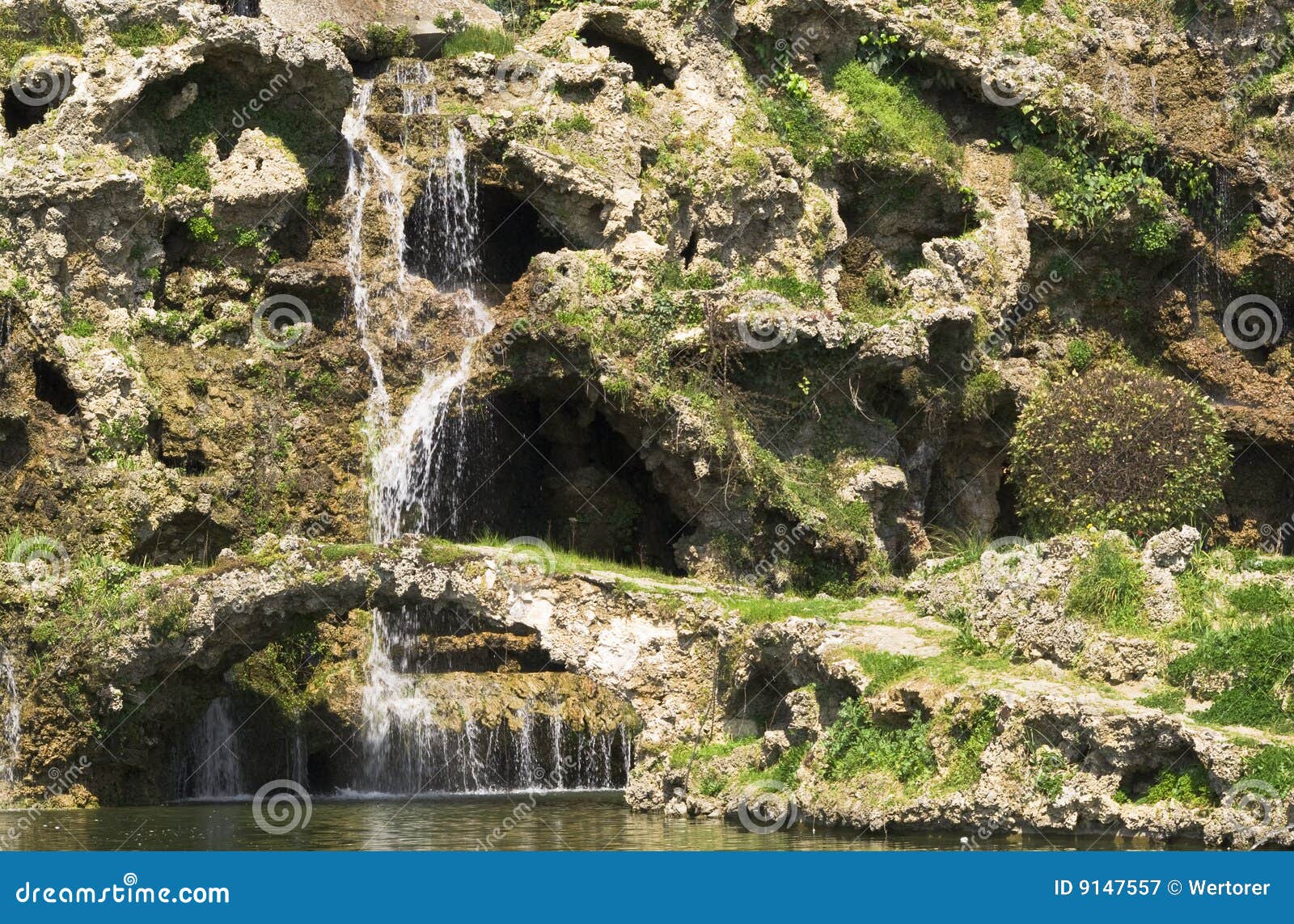 Beautiful Waterfall and Little Bridge of Rocks Stock Image - Image of ...