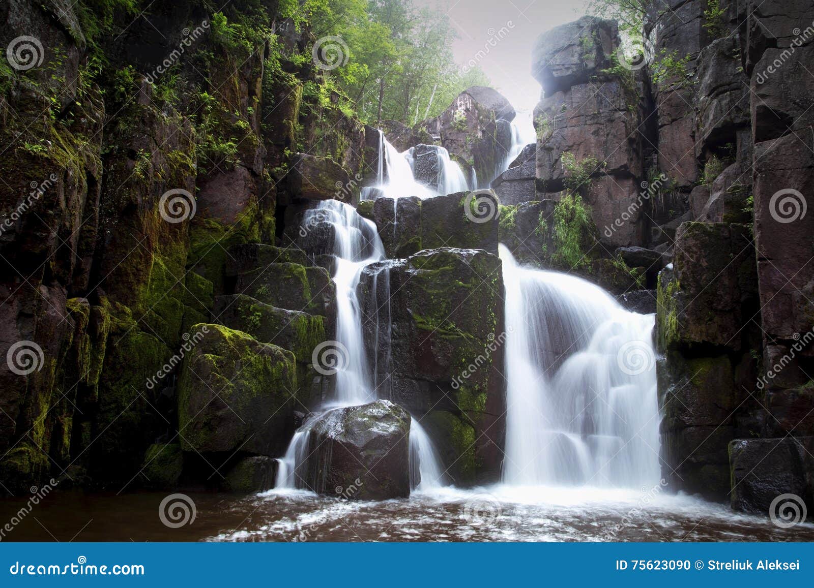 Beautiful Waterfall on a Mountain River Stock Photo - Image of rocks ...