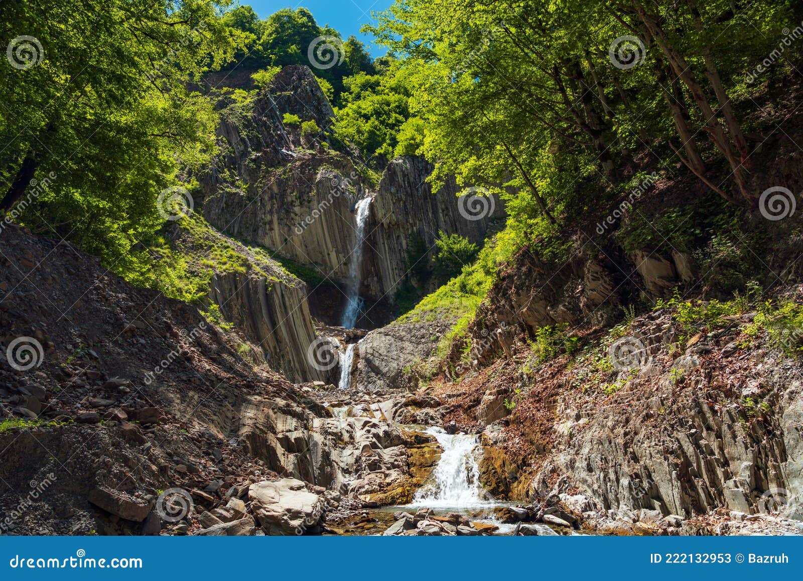 Beautiful Waterfall in the Mountains Stock Image - Image of dynamic ...