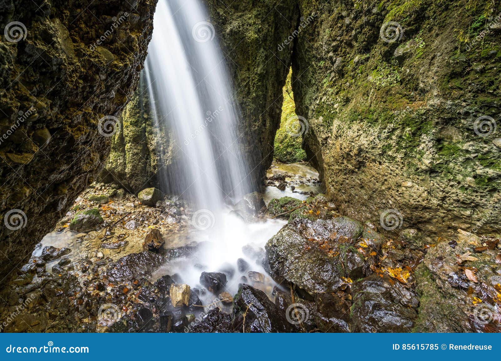 Waterfall In The Narrow Pass Of The Beyos Royalty-Free Stock ...