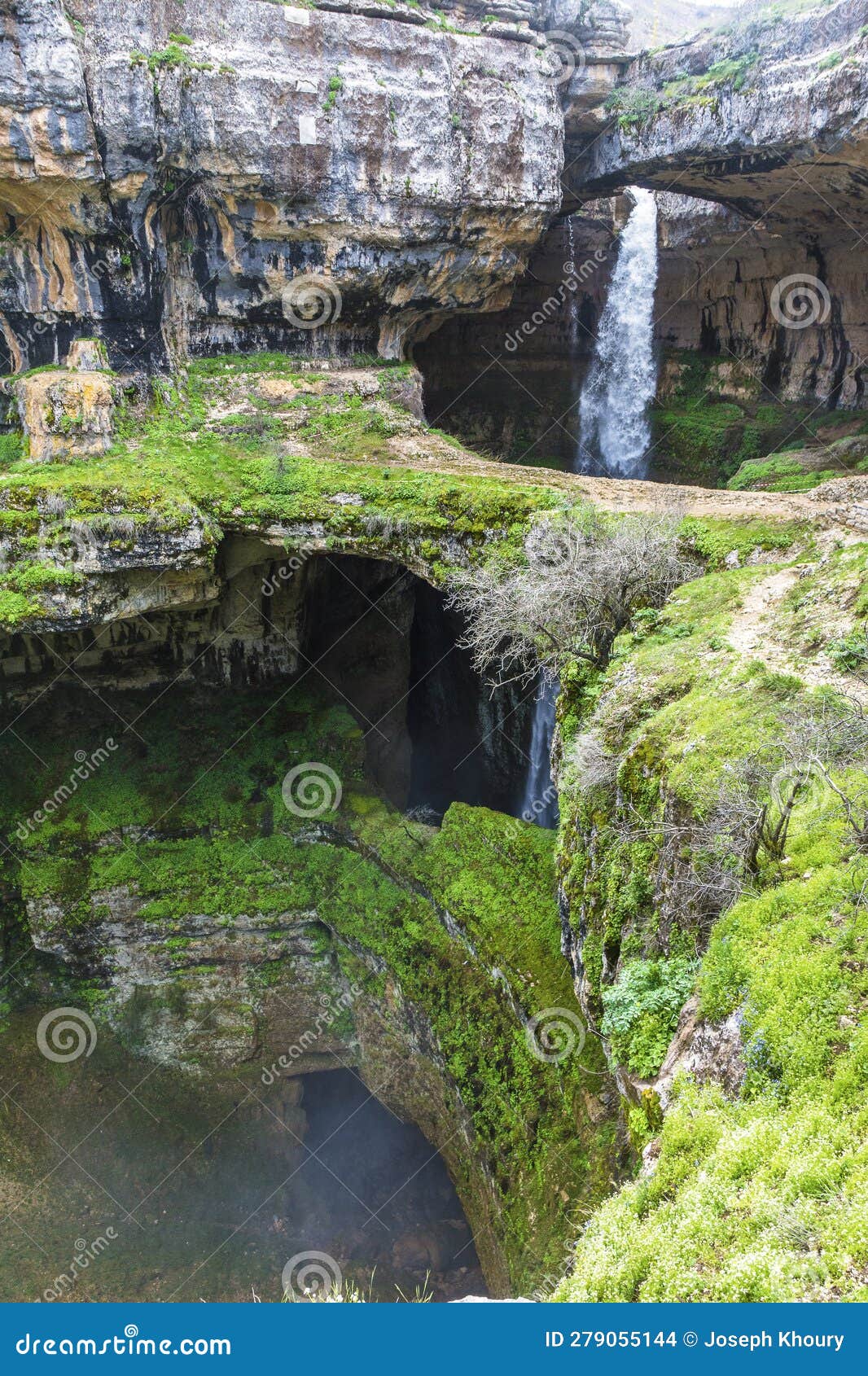 Beautiful Waterfall with Natural Bridges and Sinkhole Stock Photo ...