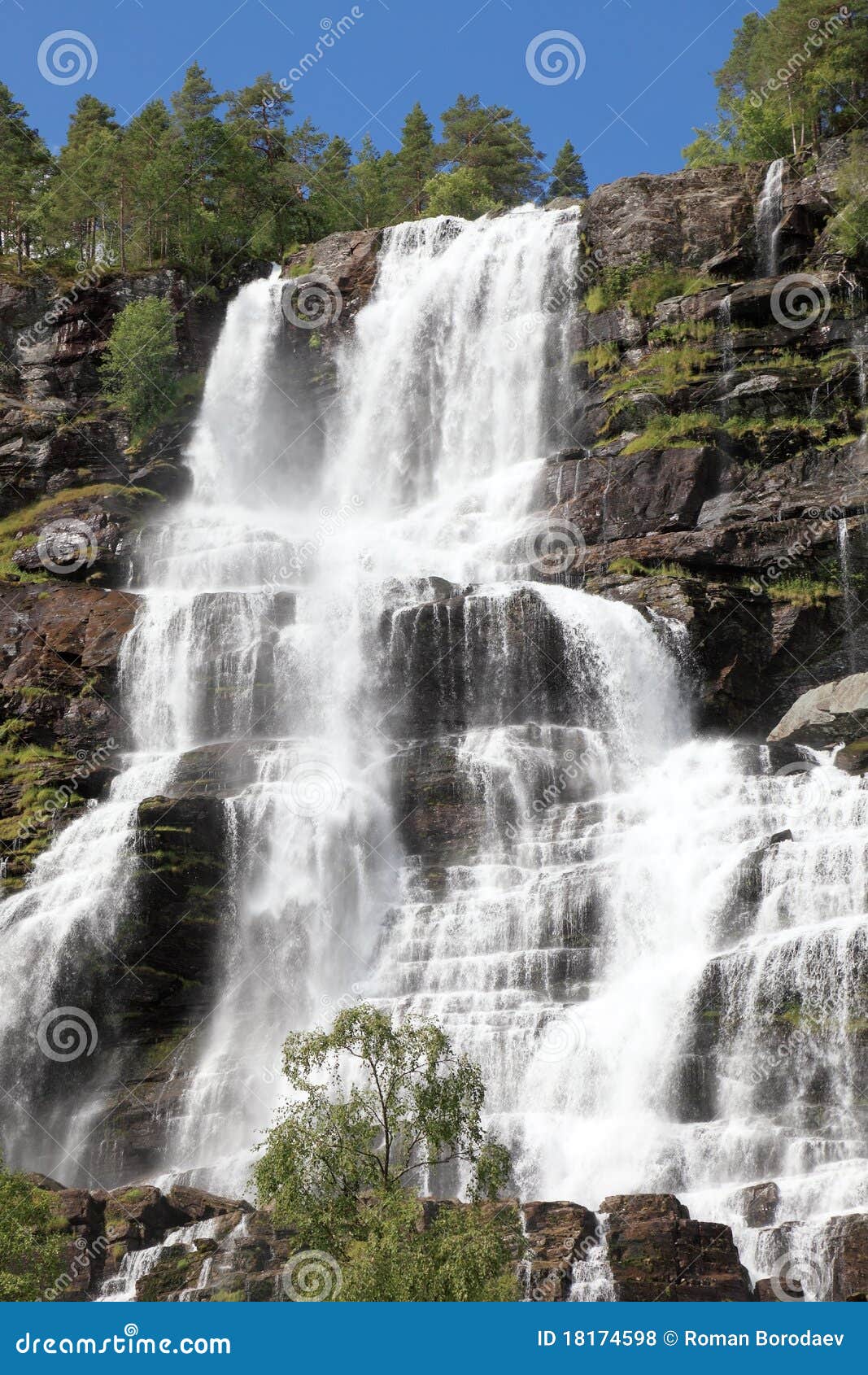 Beautiful Waterfall in Norway. Stock Photo - Image of flow, mountain ...