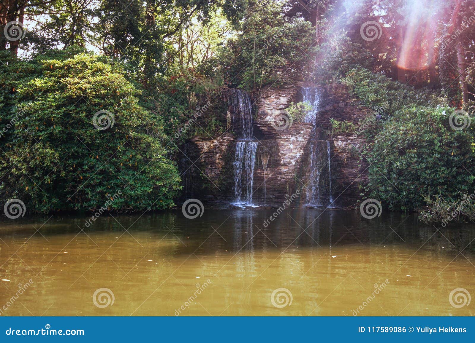 Beautiful Waterfall in a Park in the Netherlands Stock Photo - Image of ...