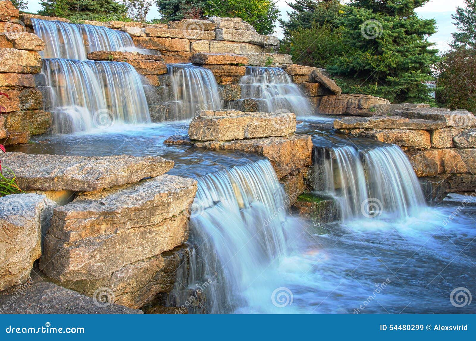 Beautiful Waterfall in the Park Stock Image - Image of relaxing ...
