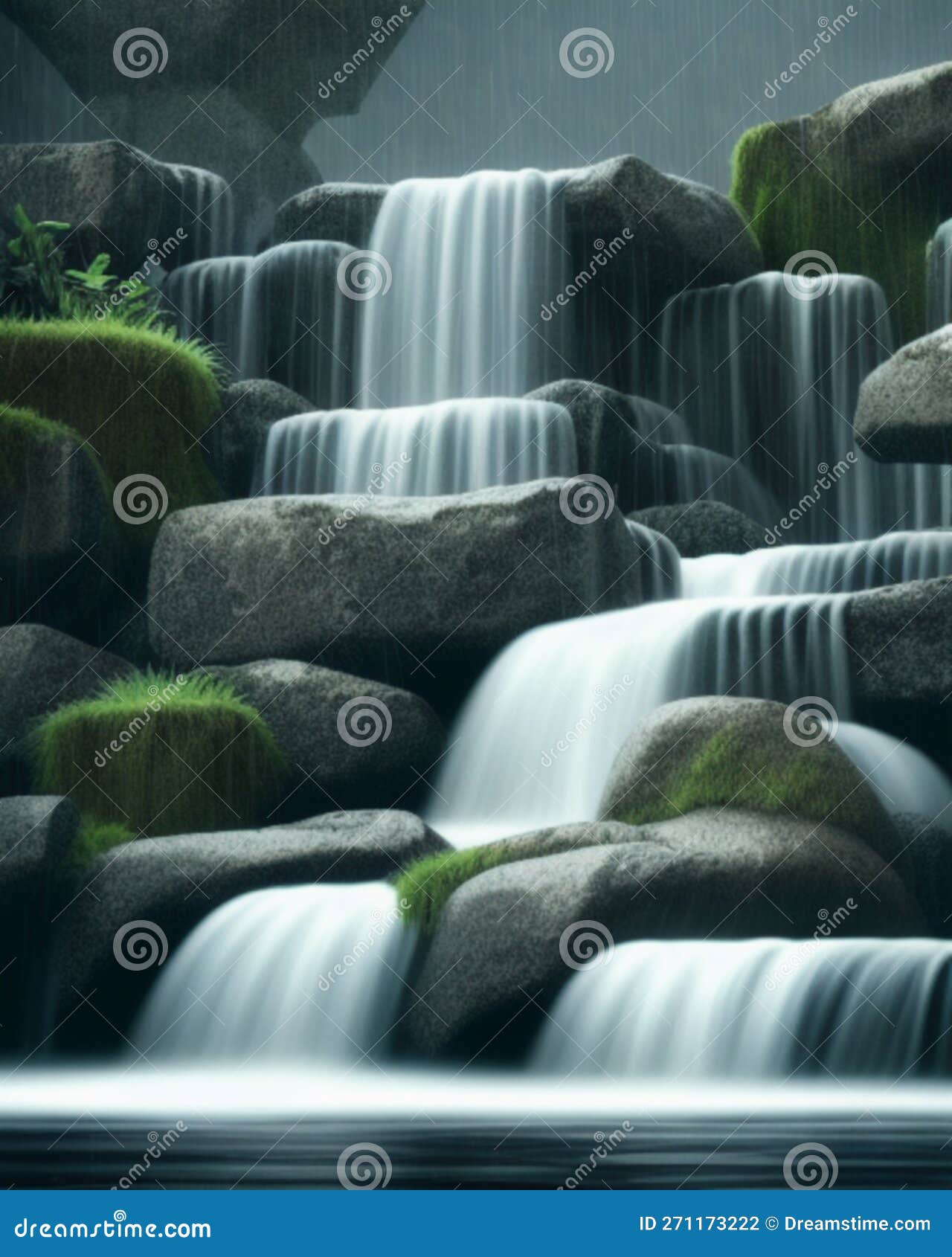 Beautiful Waterfall with Proper Shape Stock Illustration - Illustration ...