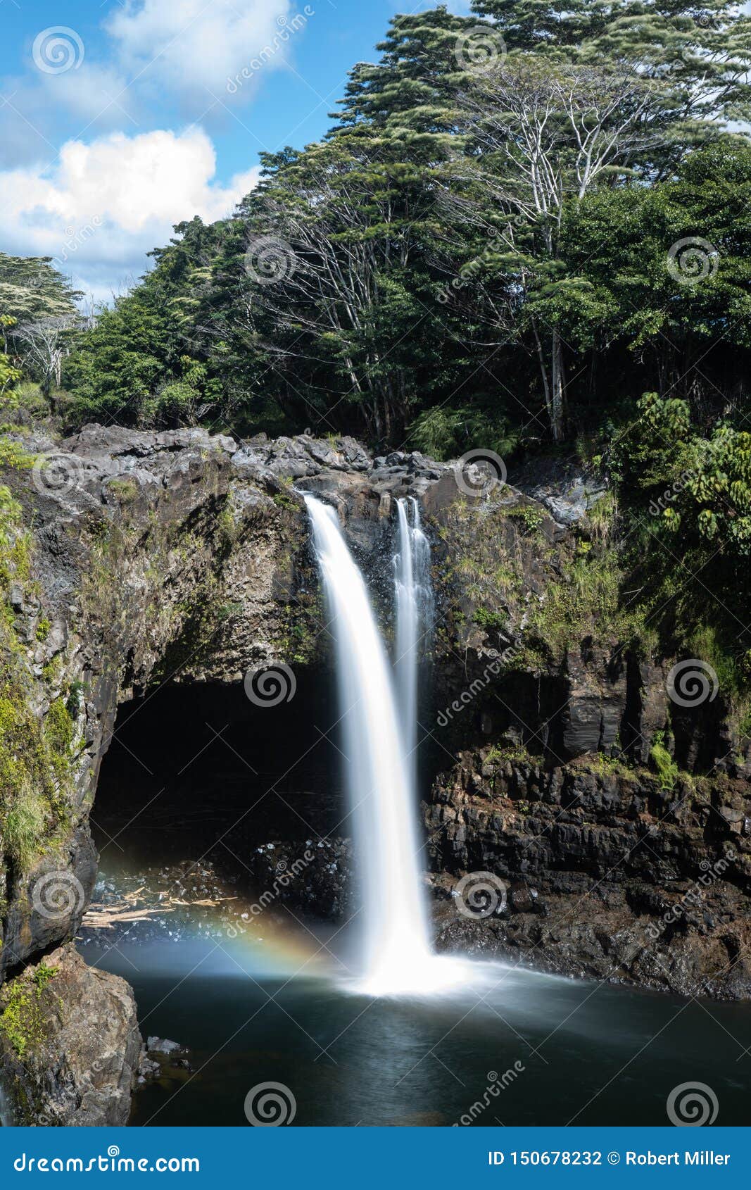 A Beautiful Waterfall Rainbow At Rainbow Falls Near Hilo Hawaii Royalty ...