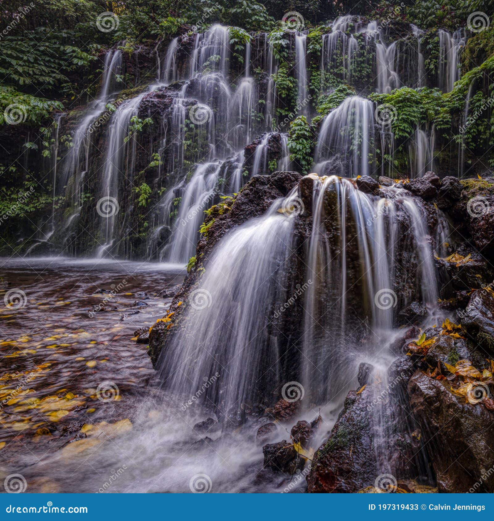 A Bali Waterfall in Remote Location Stock Image - Image of waterfall ...