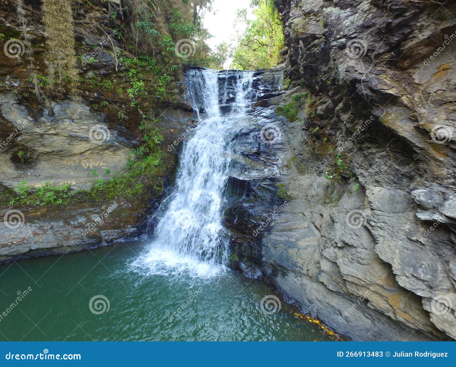 Beautiful Waterfall with a View of the Water and Nature Stock Image ...