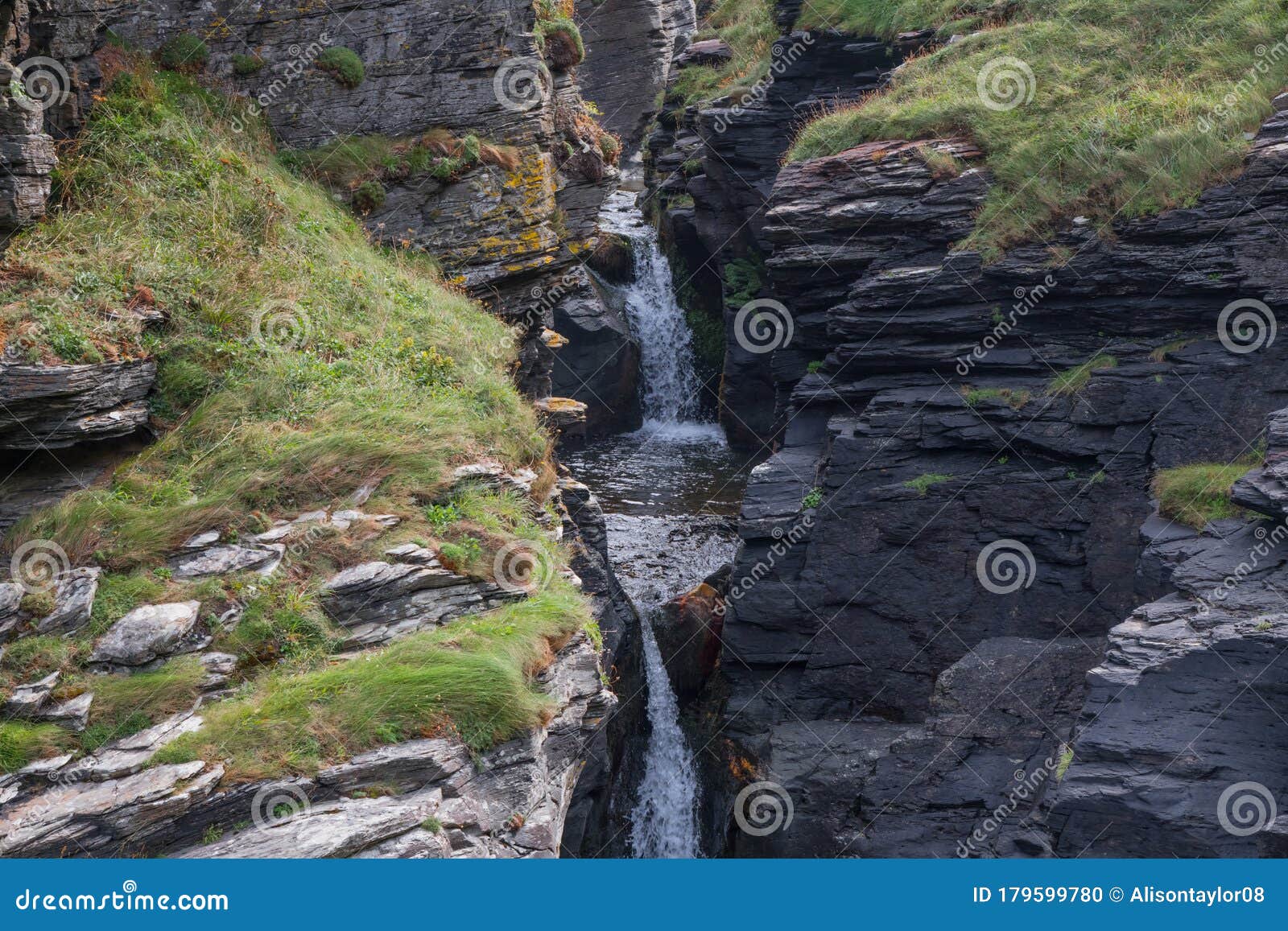 A Beautiful Waterfall in Rocky Valley, Cornwall Stock Photo - Image of ...