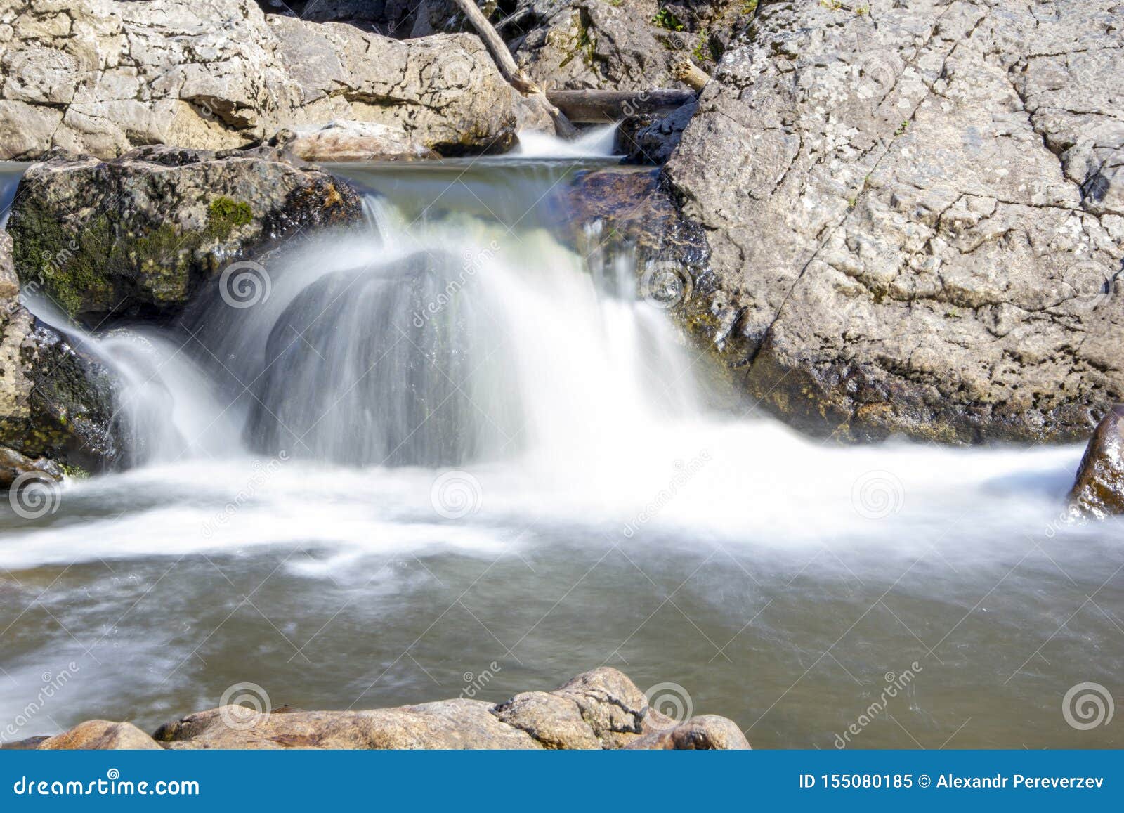 Beautiful Waterfall on Small Forest River Quick Stock Image - Image of ...