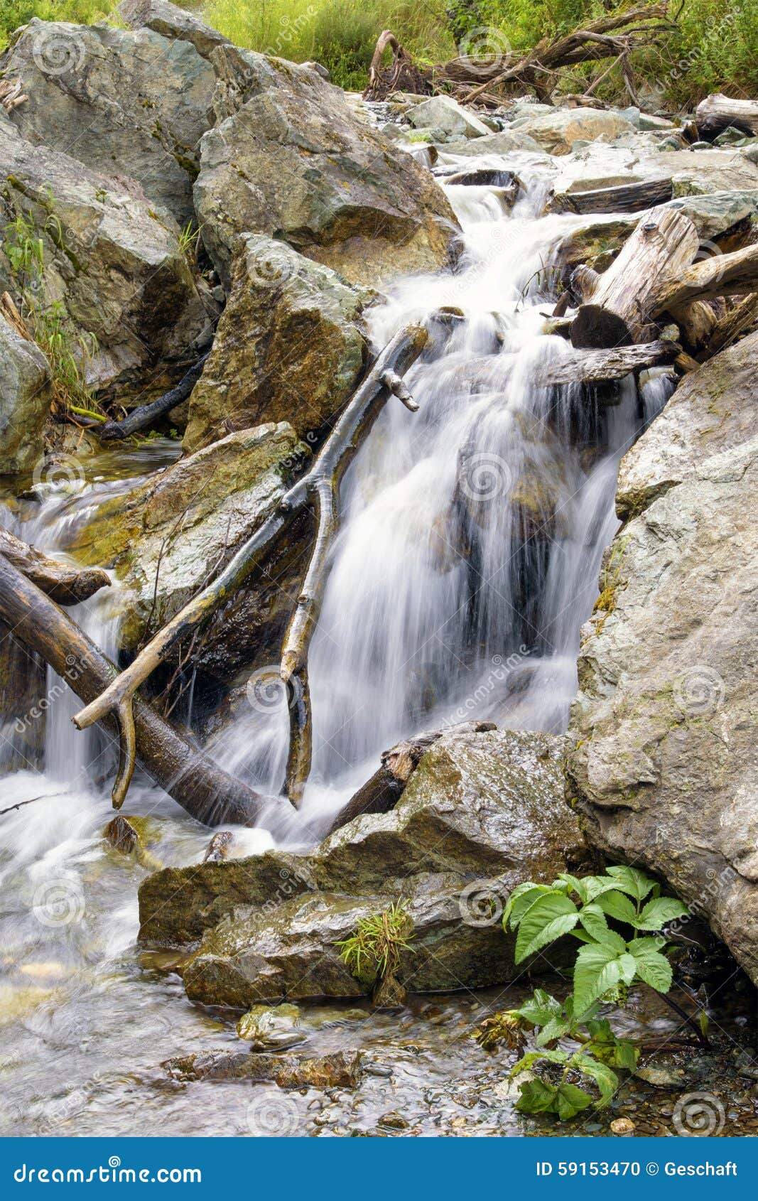 Beautiful Waterfall Stream Flowing among Stones Stock Photo - Image of ...