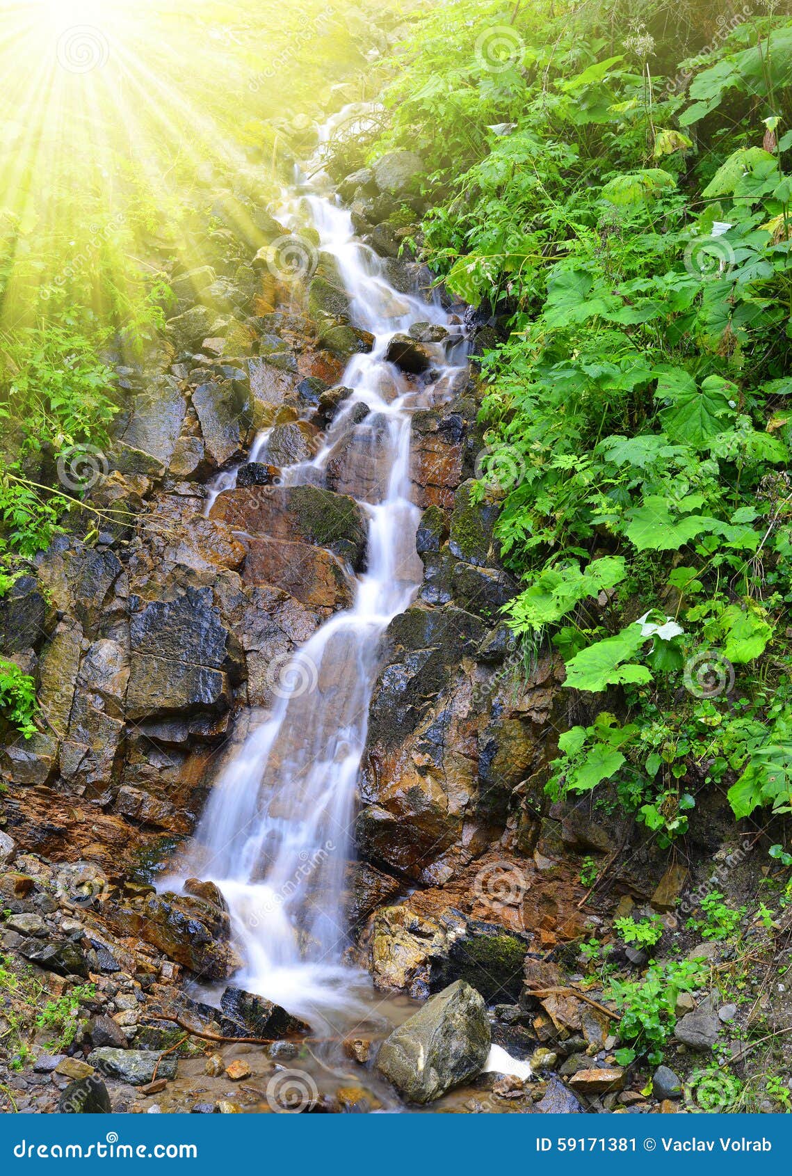 Beautiful Waterfall In A Wood On The Italian Dolomites Royalty-Free ...