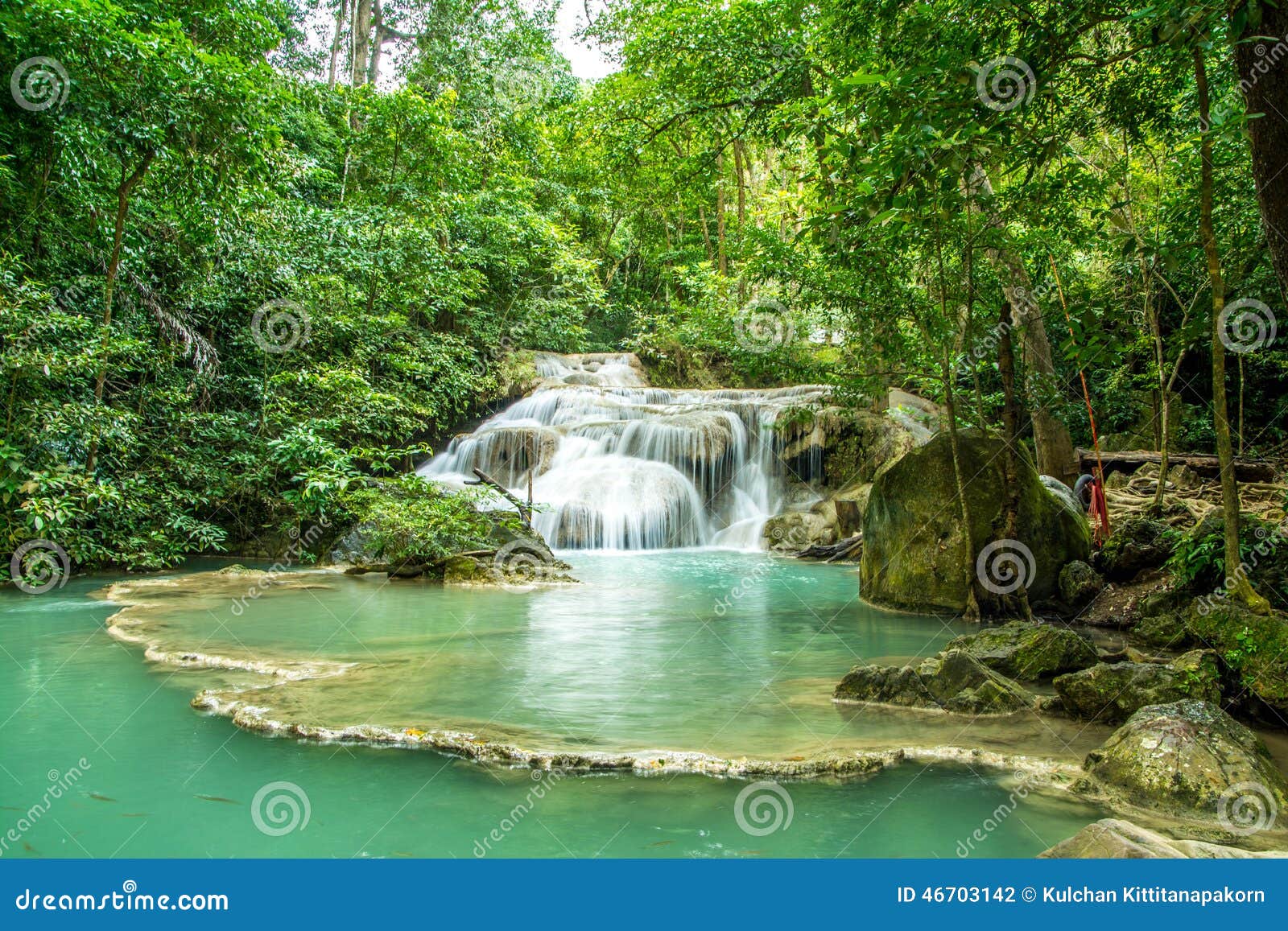 Beautiful Waterfall in Thailand Stock Photo - Image of popular ...
