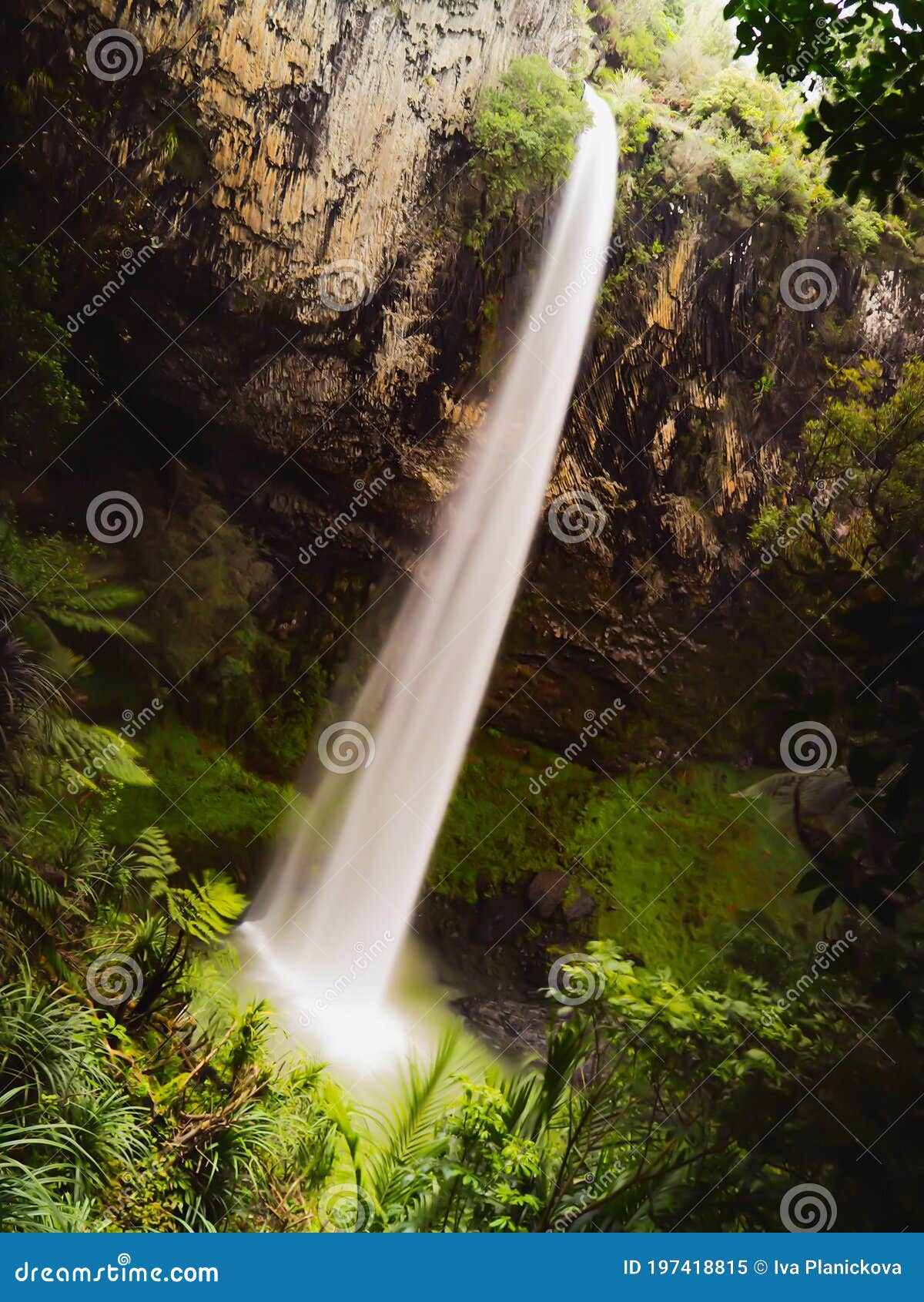 Beautiful Waterfalls Above the Rock Stock Image - Image of nature ...