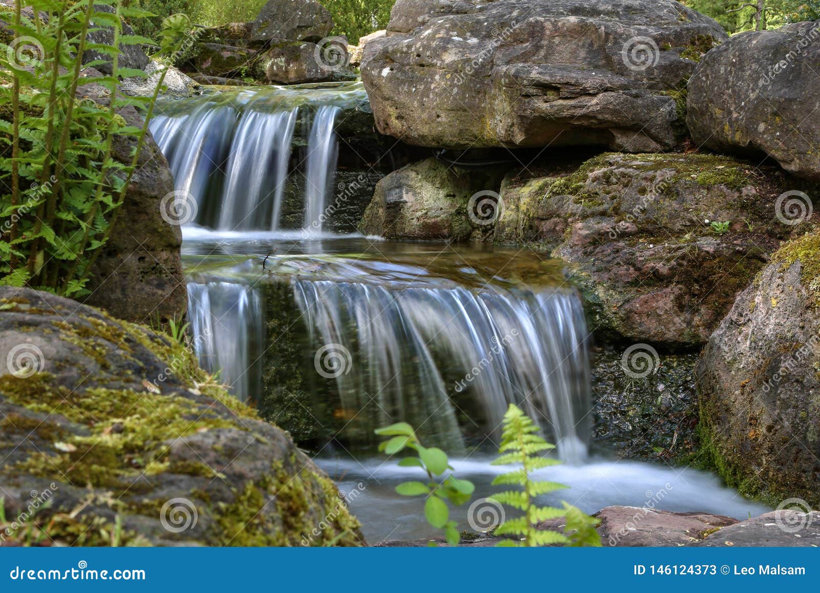 Beautiful Waterfalls in the City Park in Spring Stock Image - Image of ...