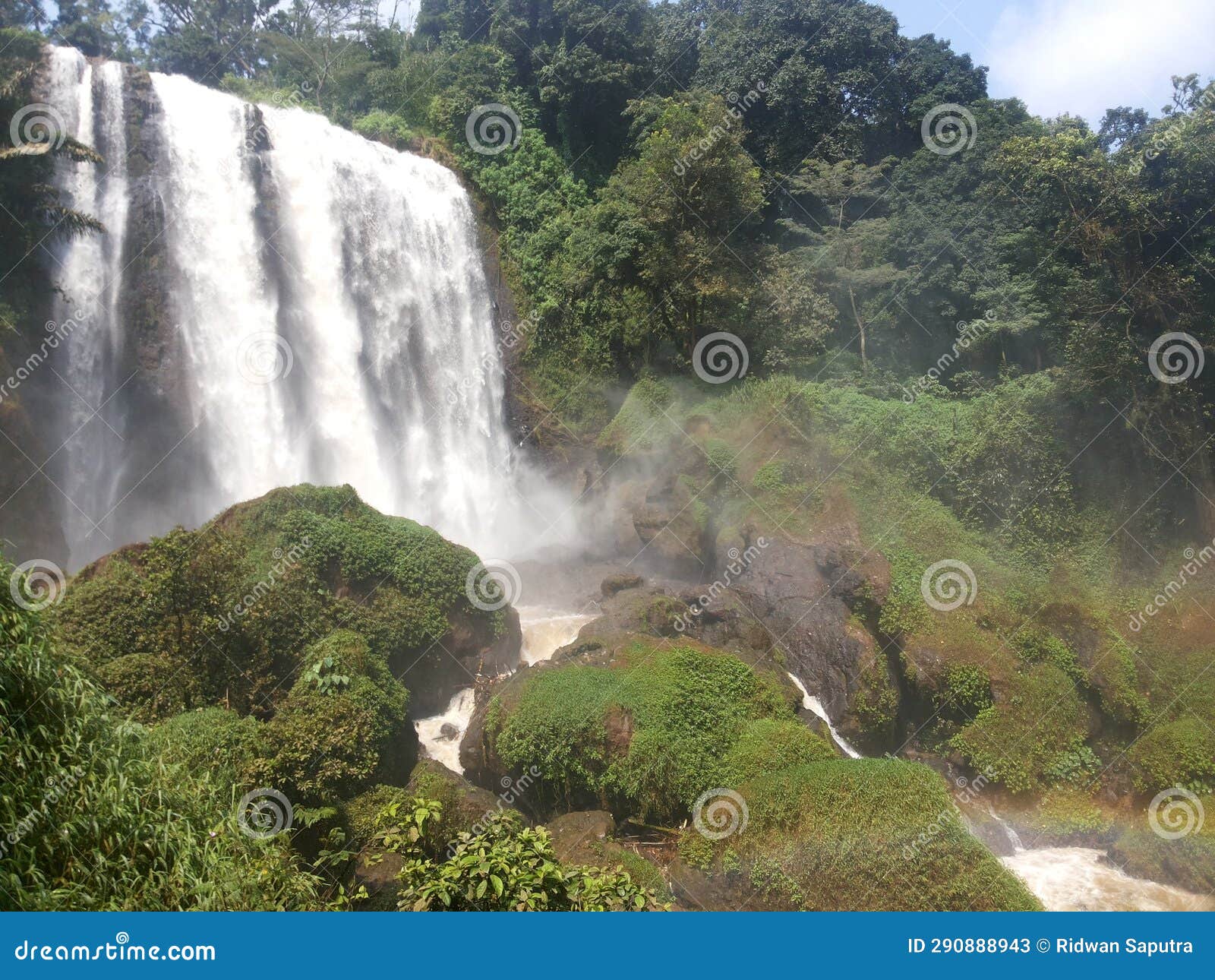 Beautiful Waterfalls in Indonesian Nature Stock Image - Image of tree ...