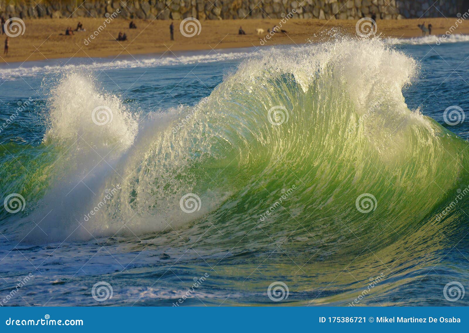 Wave splashing on beach stock image. Image of wave, beach - 175386721