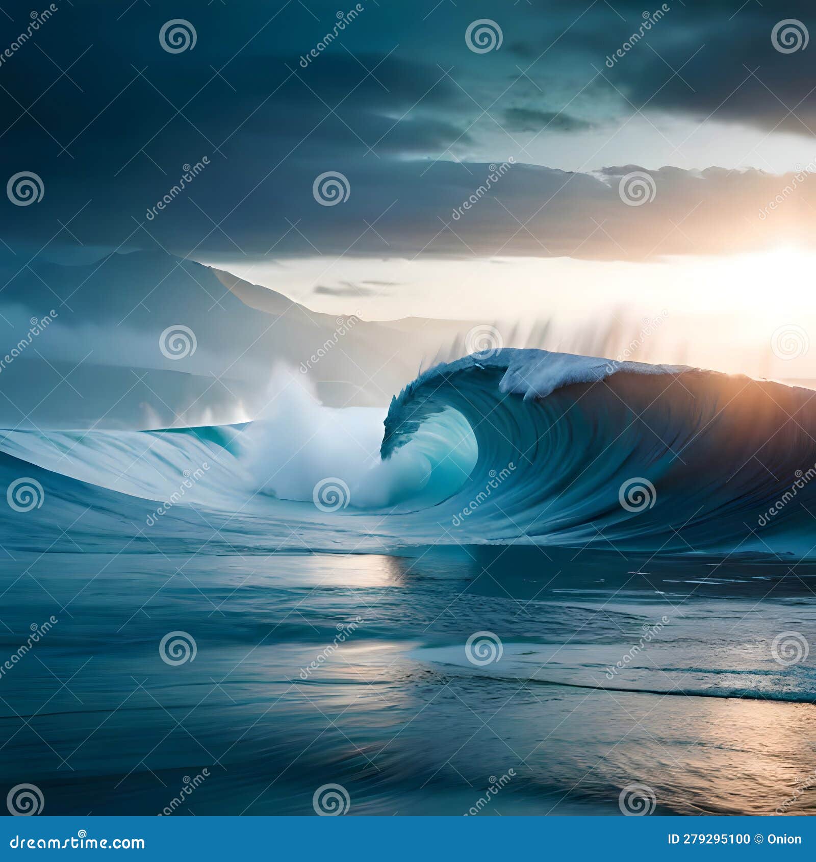 Massive and Beautiful Ocean Waves - Ai Generated Image Stock ...