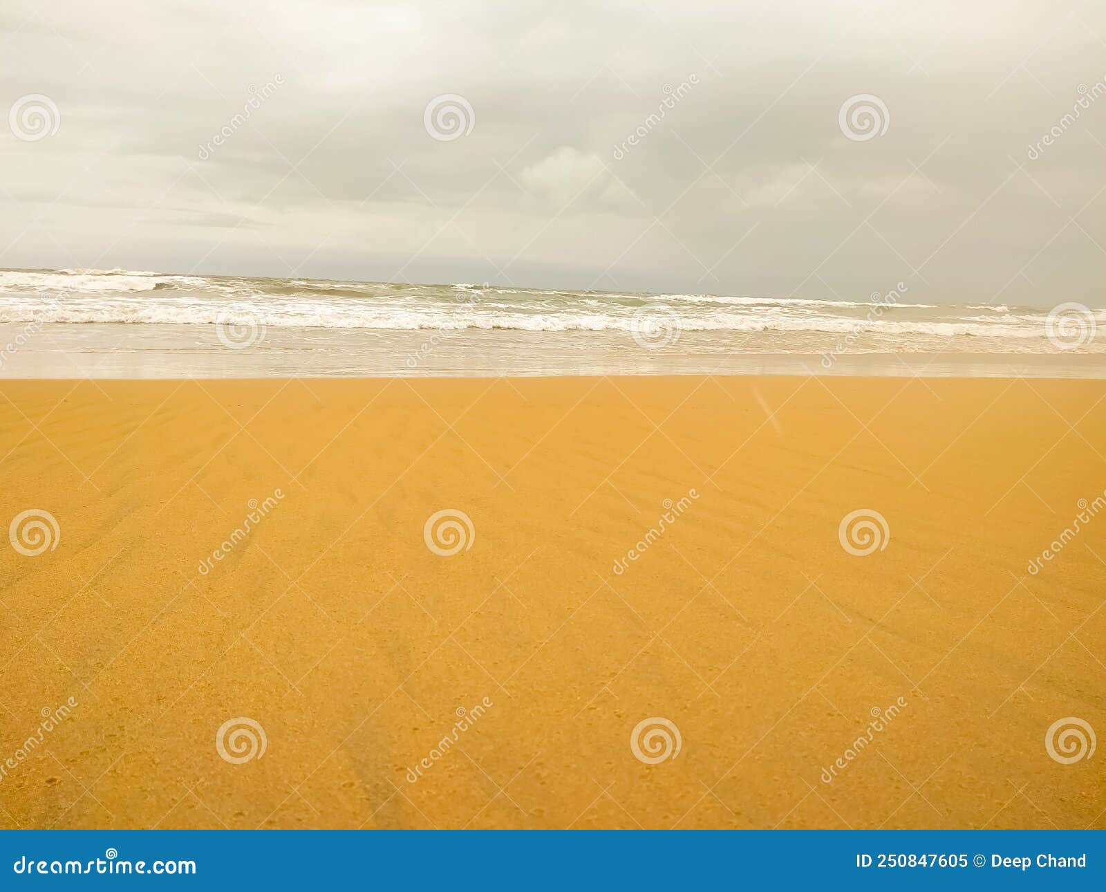Waves on the Yellow Sand Beach Stock Image - Image of texture, water ...