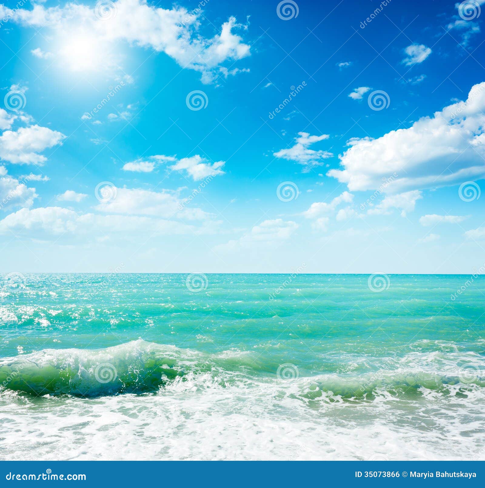 Beautiful Waving Sea and Blue Sky Stock Photo - Image of ripple, shine ...