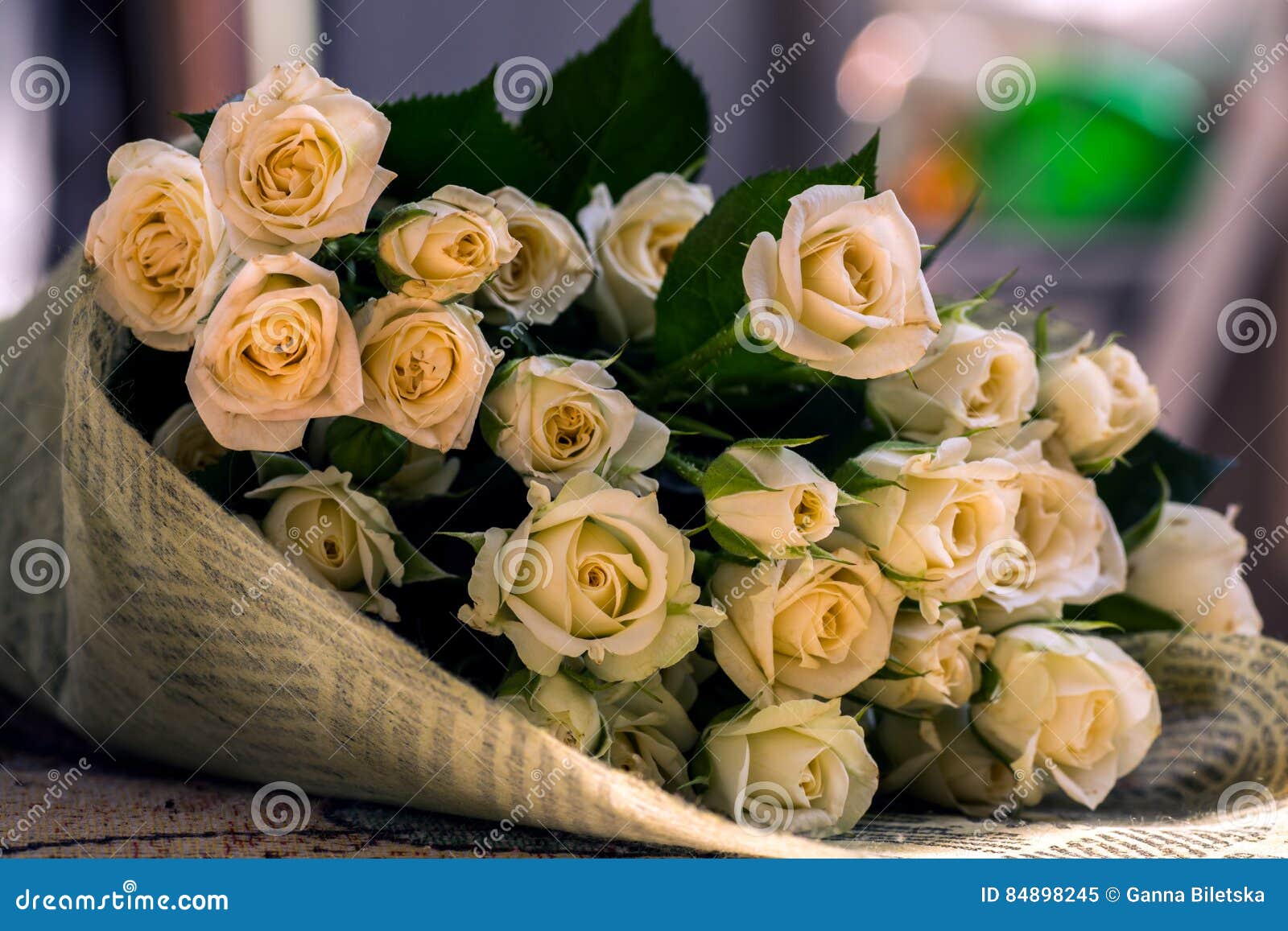 Beautiful Wedding Bouquet of Beige Roses, Stock Image - Image of ...