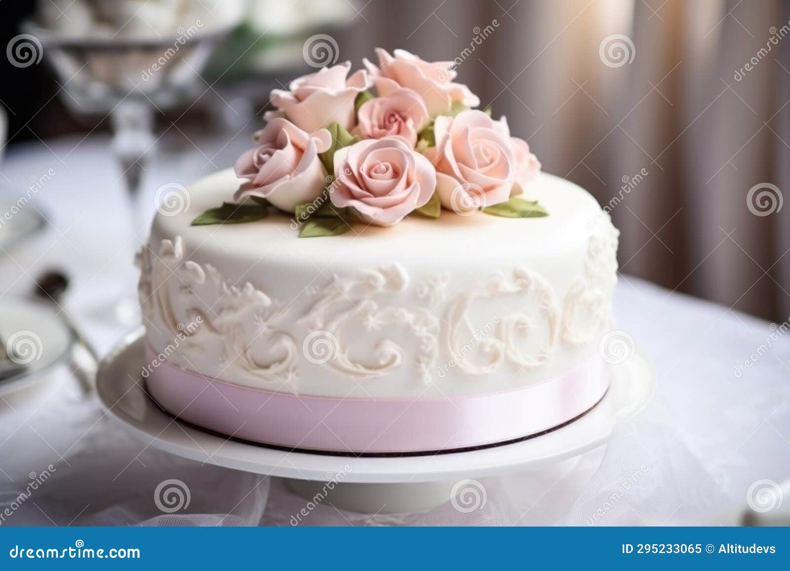 A Beautiful Wedding Cake with Decorative Icing Stock Image - Image of ...