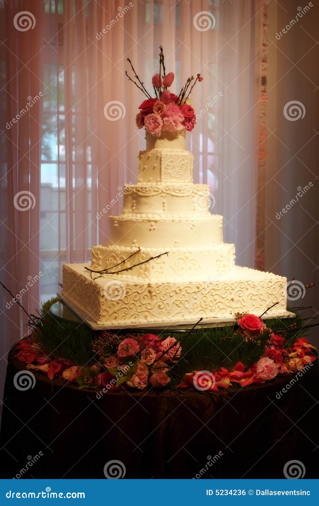 Beautiful Wedding Cake Inside Wedding Reception Stock Photo - Image of ...