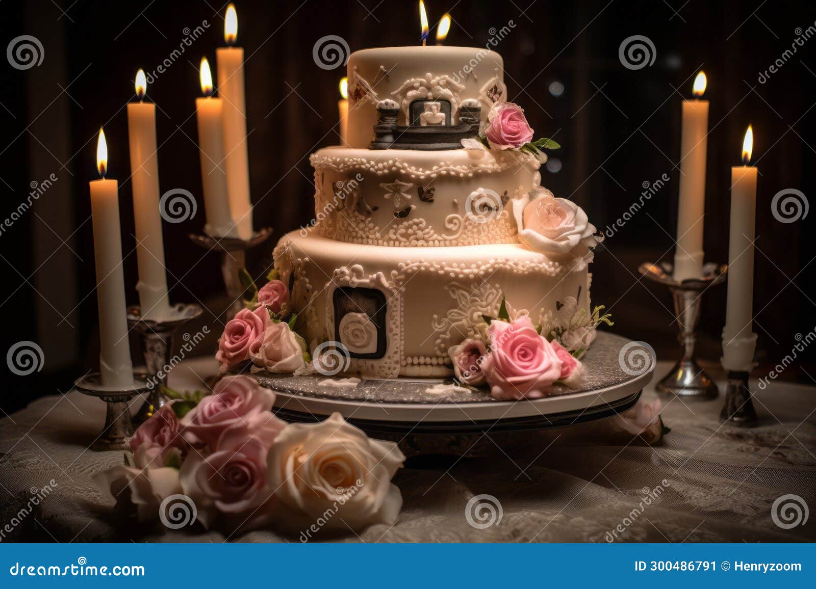 Beautiful wedding cake stock image. Image of party, frosting - 300486791