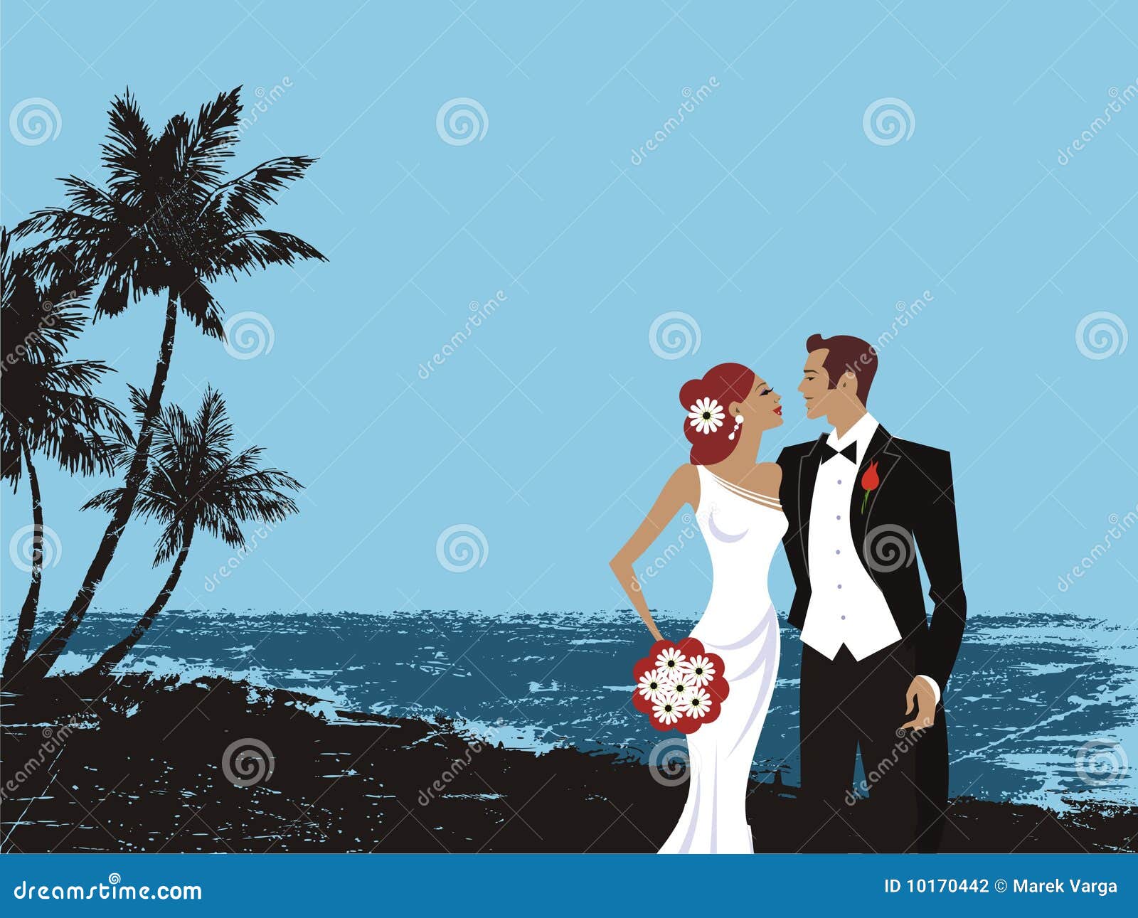 Beautiful Wedding Couple Card Stock Vector - Illustration of celebrate ...