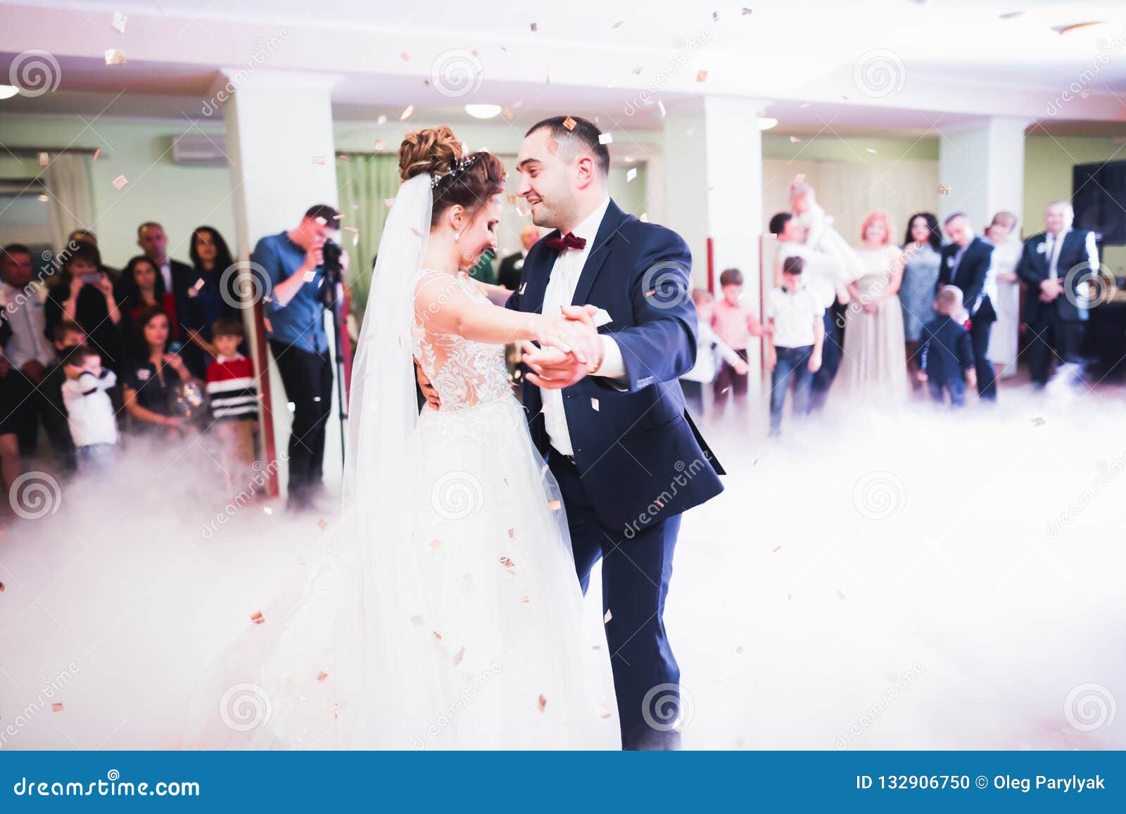 Beautiful Wedding Couple Just Married and Dancing Their First Dance ...