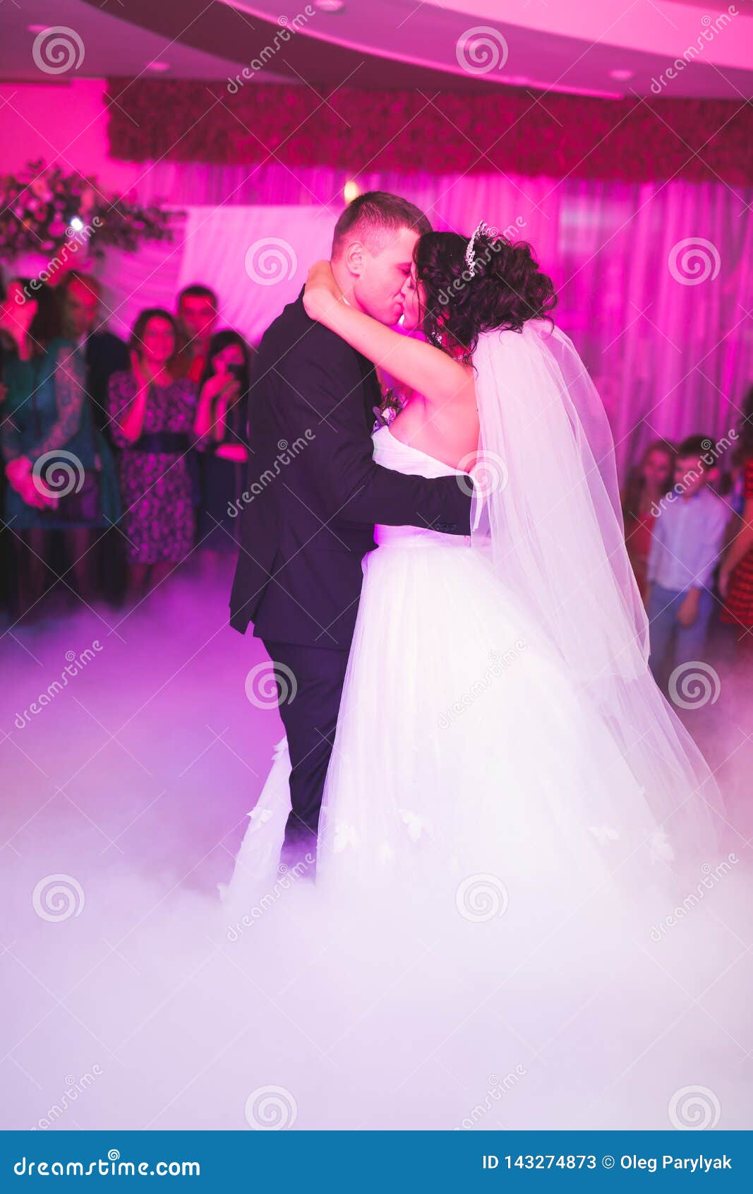 Beautiful Wedding Couple Just Married and Dancing Their First Dance ...