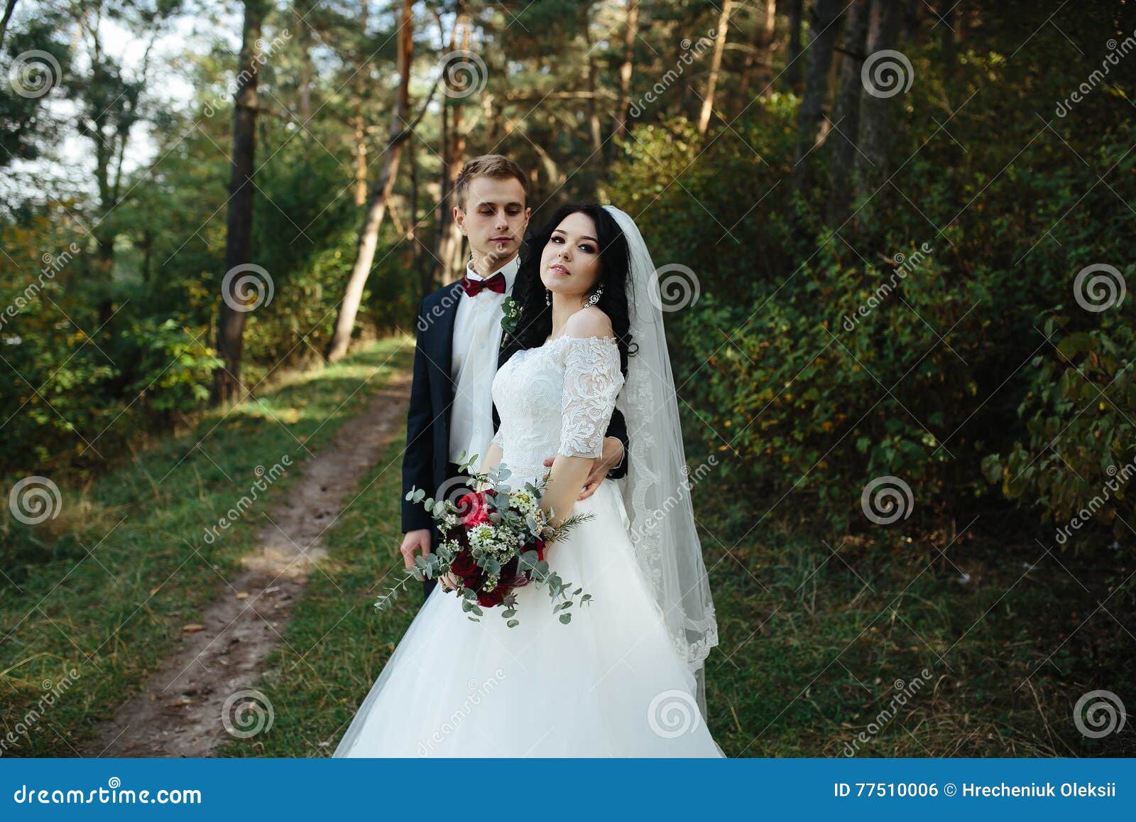 Beautiful Wedding Couple Posing Stock Photo - Image of female ...