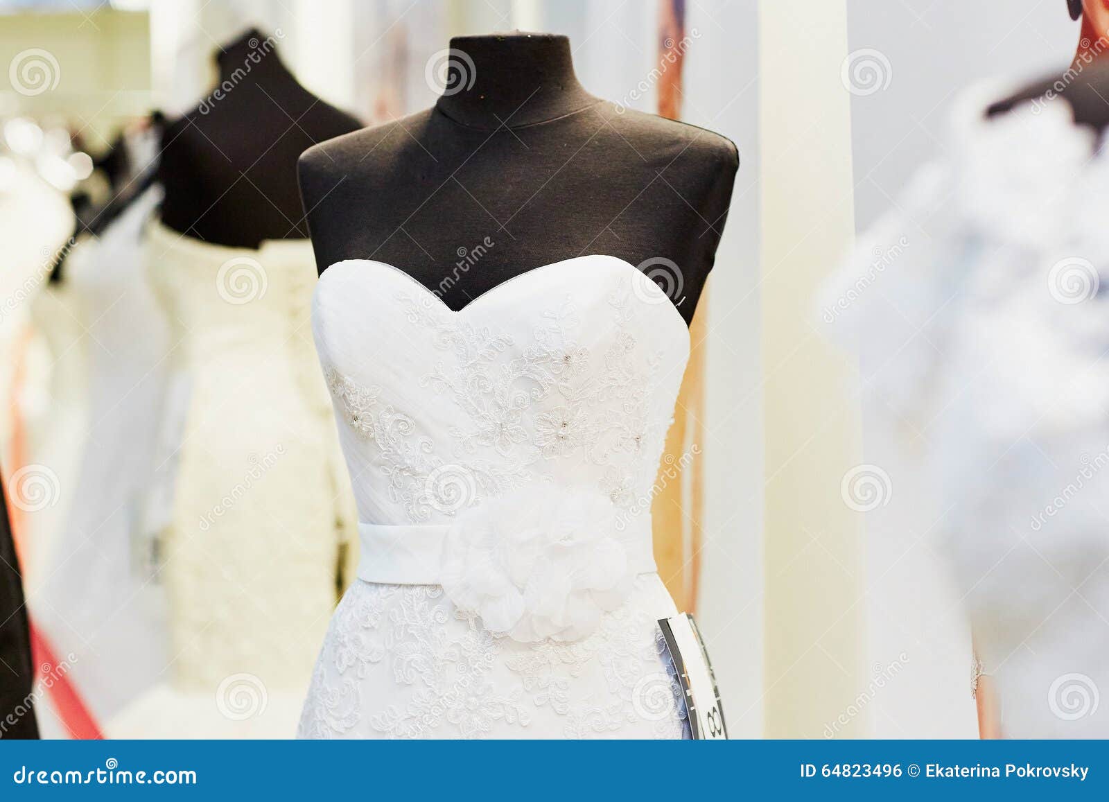 Beautiful Wedding Dresses on Mannequins Stock Photo - Image of indoors ...