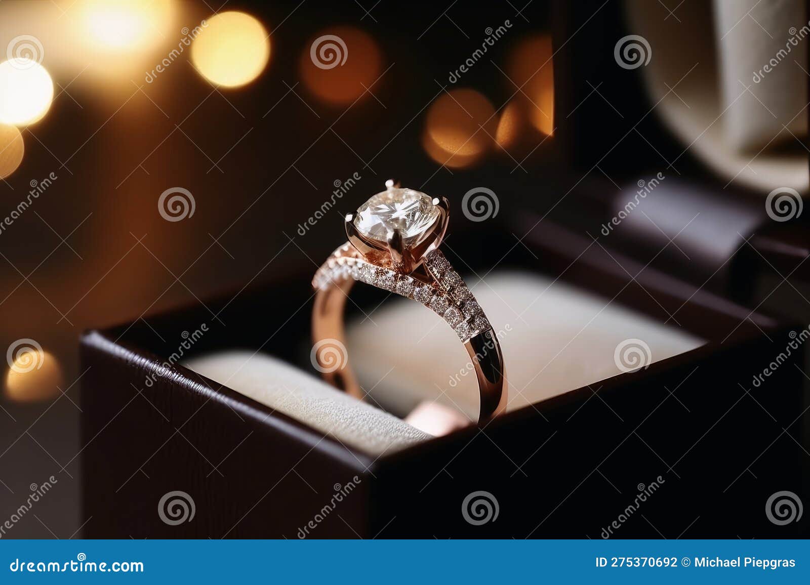 A Beautiful Wedding Ring in the Box with Sparkling Light Created with ...