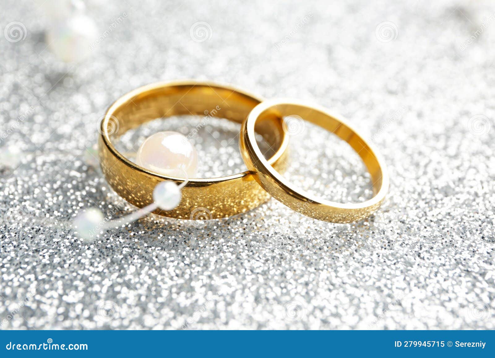 Beautiful Wedding Rings on Silver Background Stock Image - Image of ...